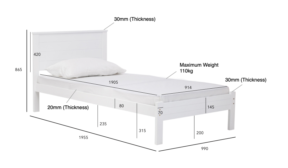 Barrett Single Bed - White, HV Basic Beds & Bedroom Storage | HipVan