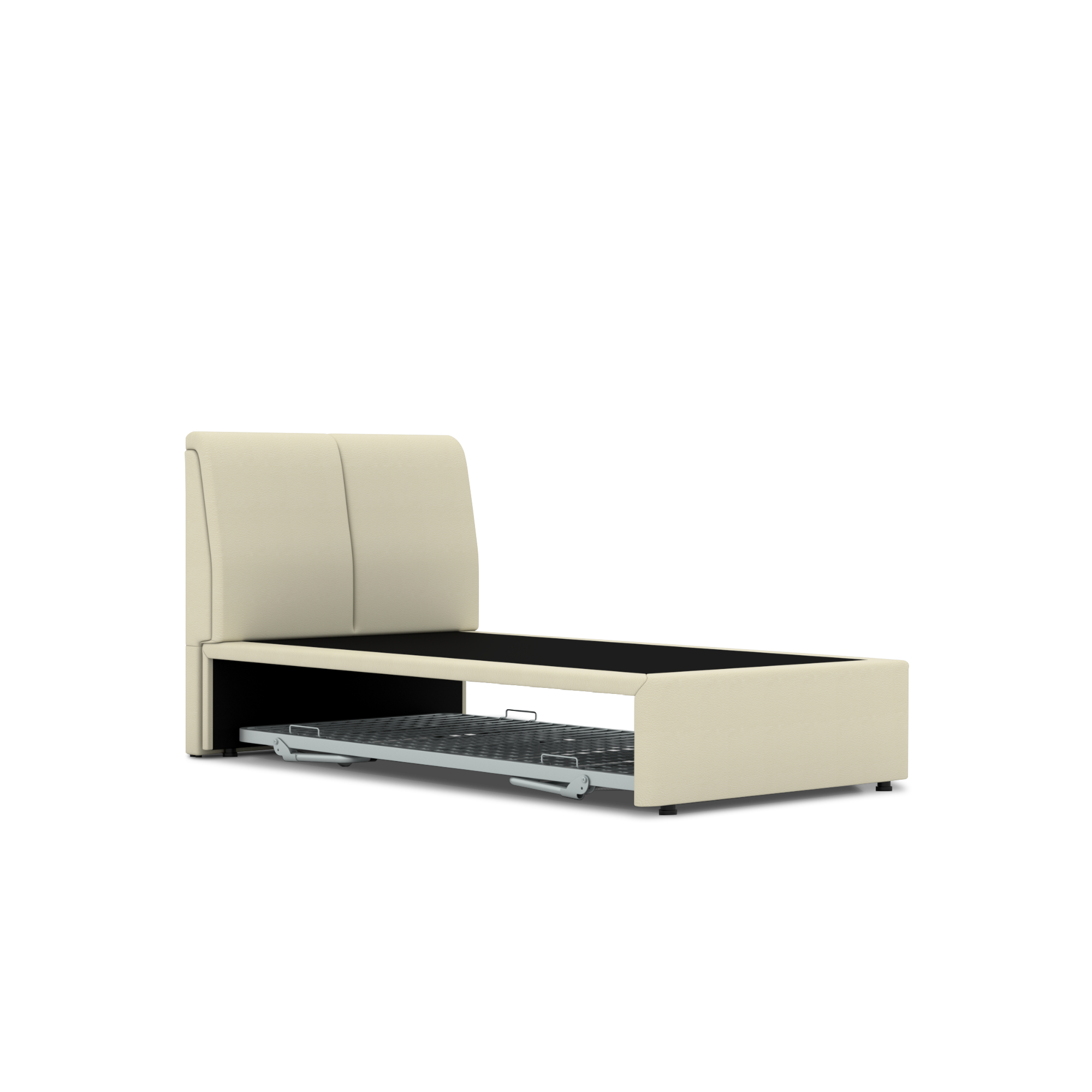 Excel Super Single Trundle Bed - Cream (Faux Leather), HV Atelier Beds ...