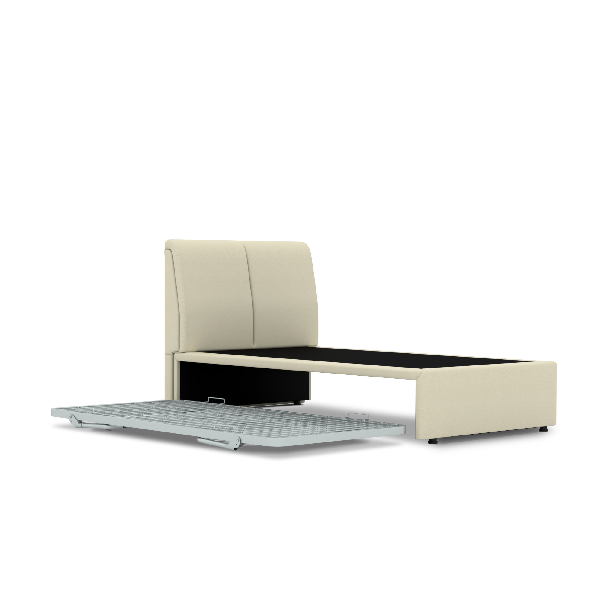 Excel Super Single Trundle Bed - Cream (Faux Leather), HV Atelier Beds ...