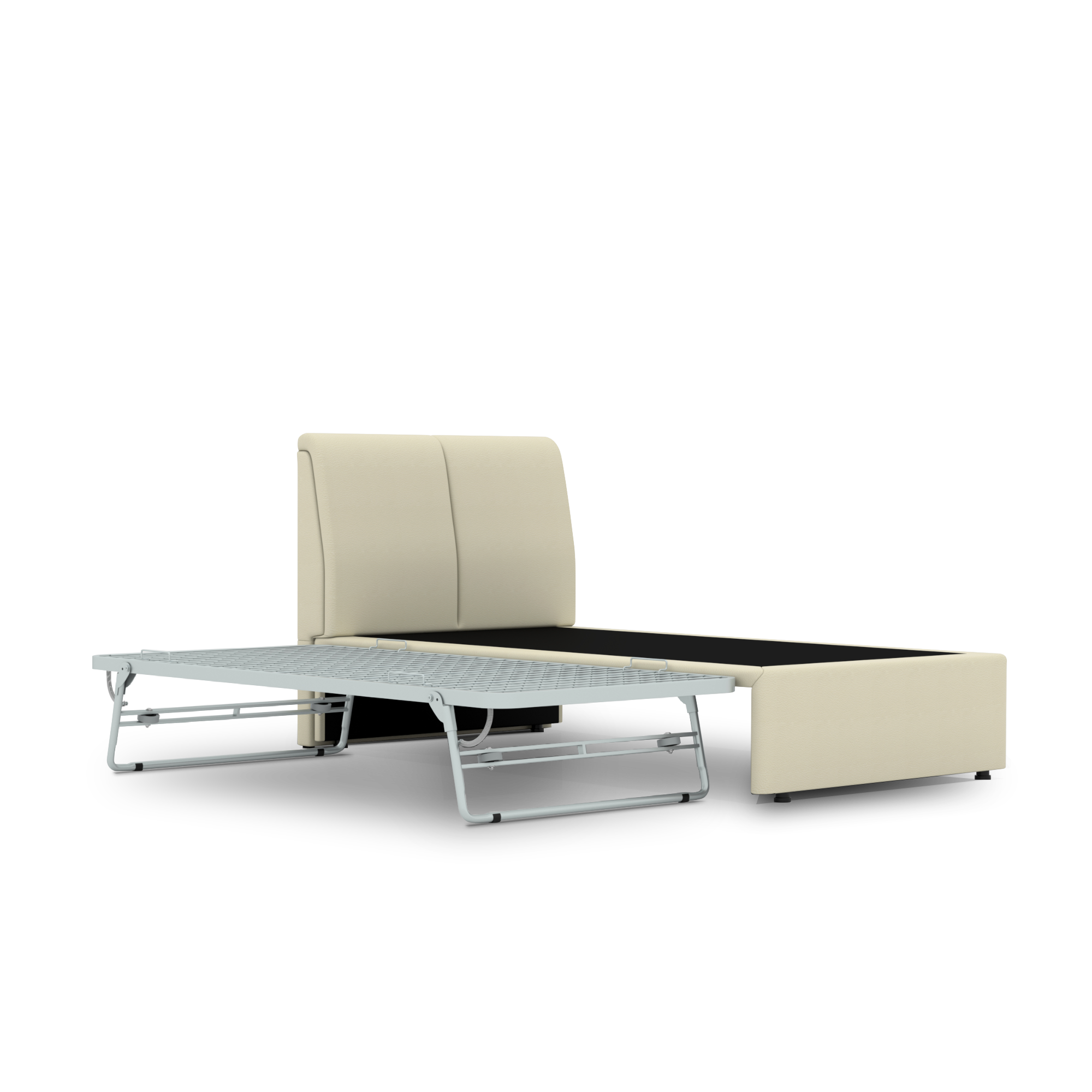 Excel Super Single Trundle Bed - Cream (Faux Leather), HV Atelier Beds ...