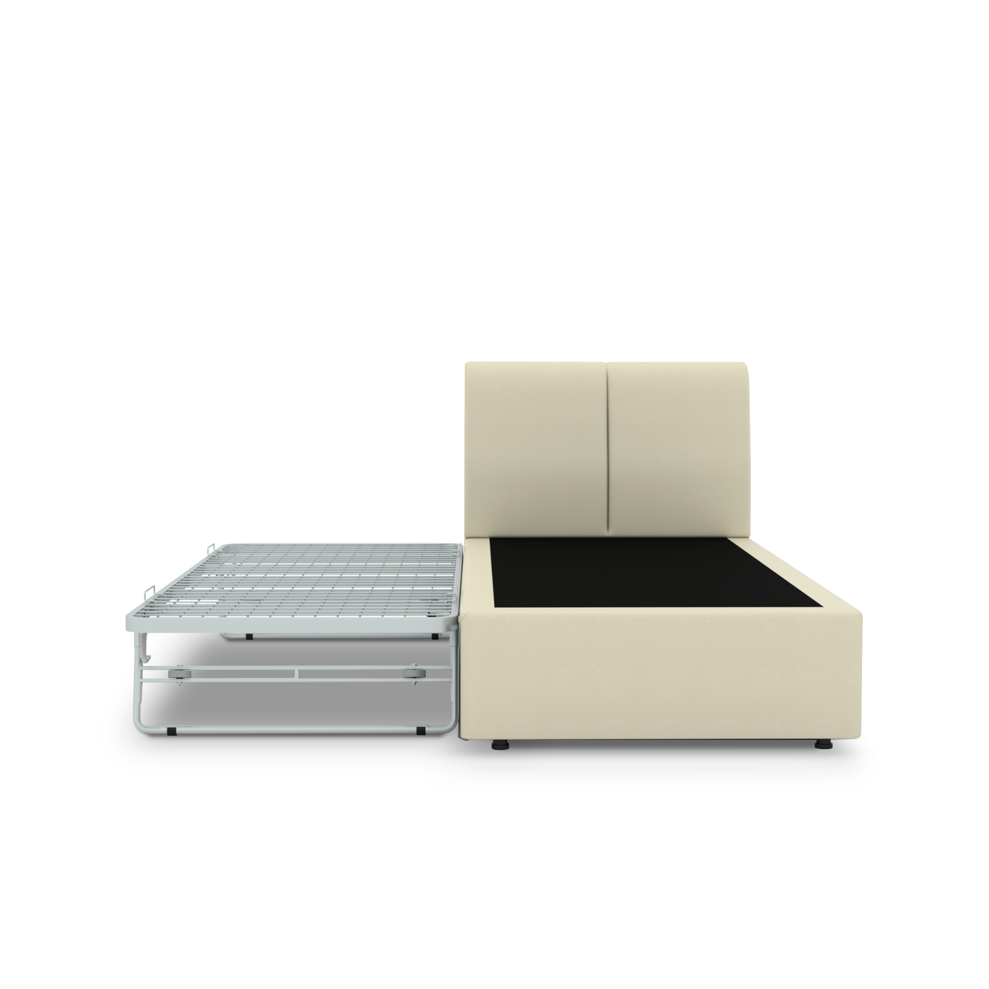 Excel Super Single Trundle Bed - Cream (Faux Leather), HV Atelier Beds ...