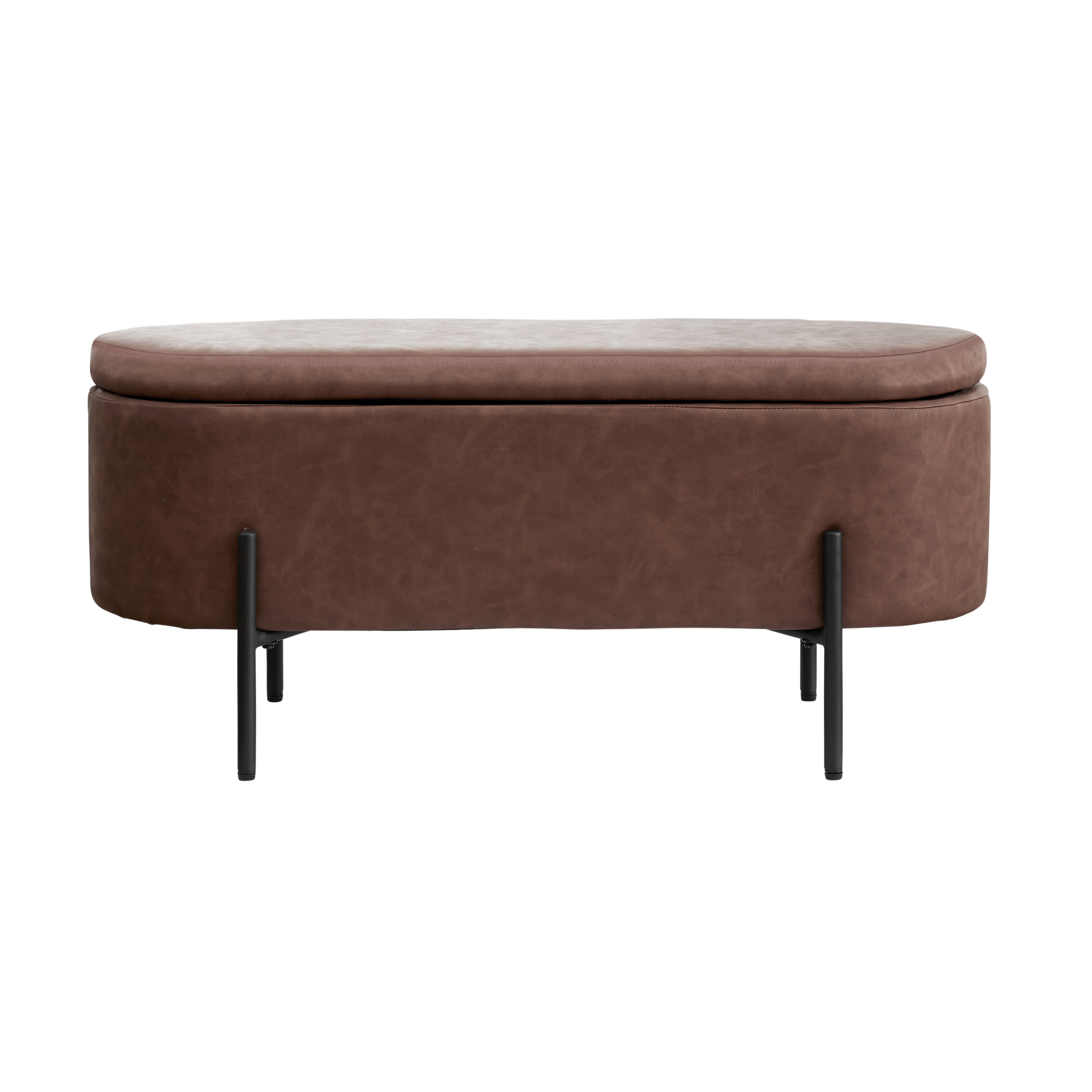 Hilary Storage Bench 0.9m - Saddle Brown (Faux Leather), Dining Chairs ...