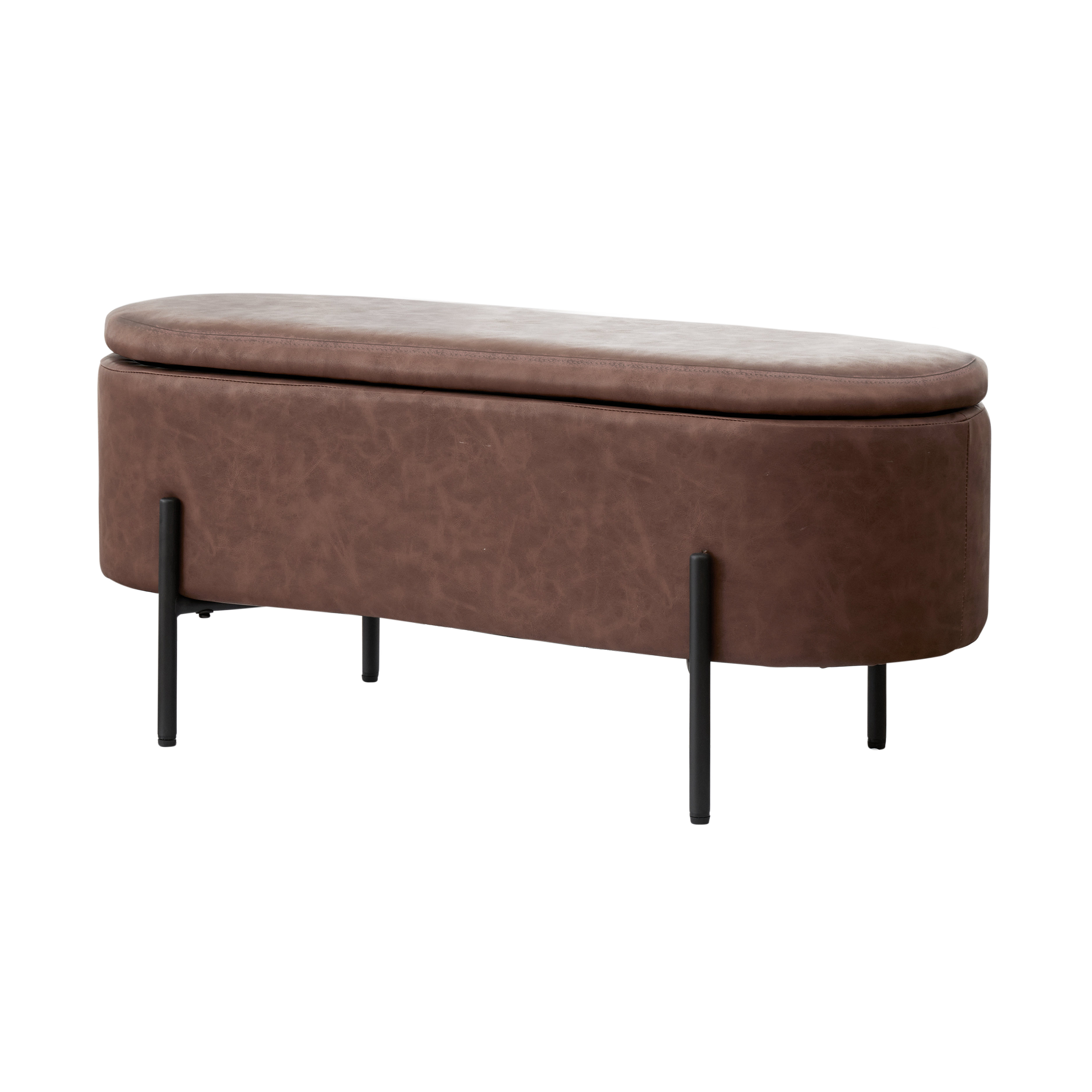 Hilary Storage Bench 0.9m - Saddle Brown (Faux Leather), Dining Chairs ...