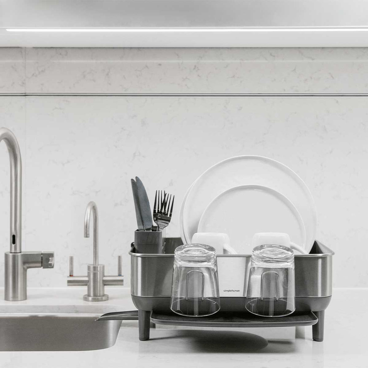 simplehuman Compact Steel Frame Dishrack - Grey, simplehuman ...