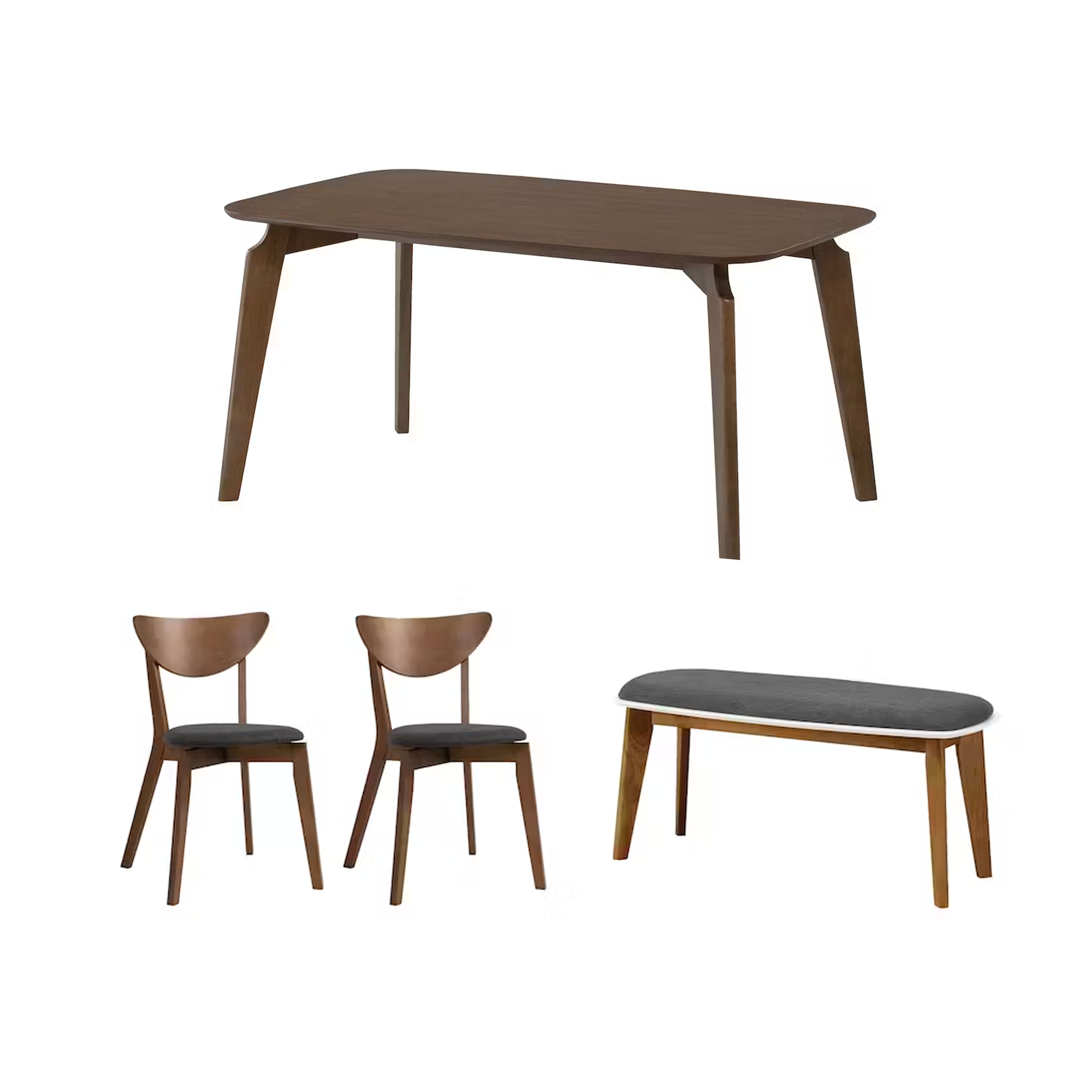 Acker Dining Table 1.5m with Harold Bench 1m and 2 Harold Dining Chair ...