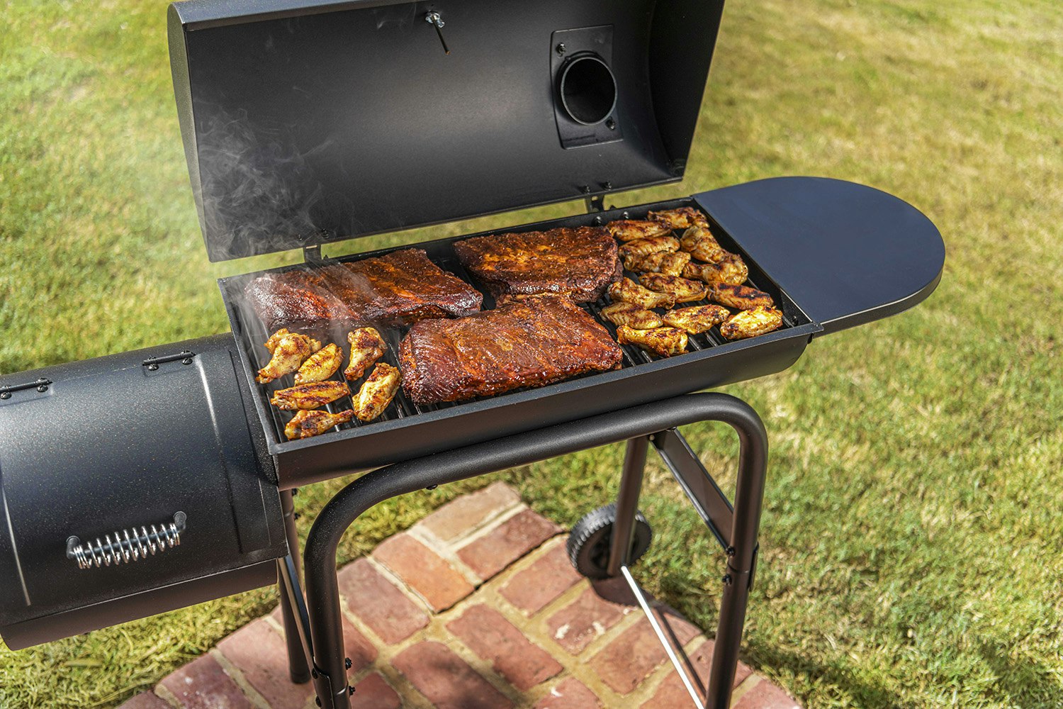 Char-Broil American Gourmet 430 Offset Smoker BBQ Charcoal Grill, Char ...