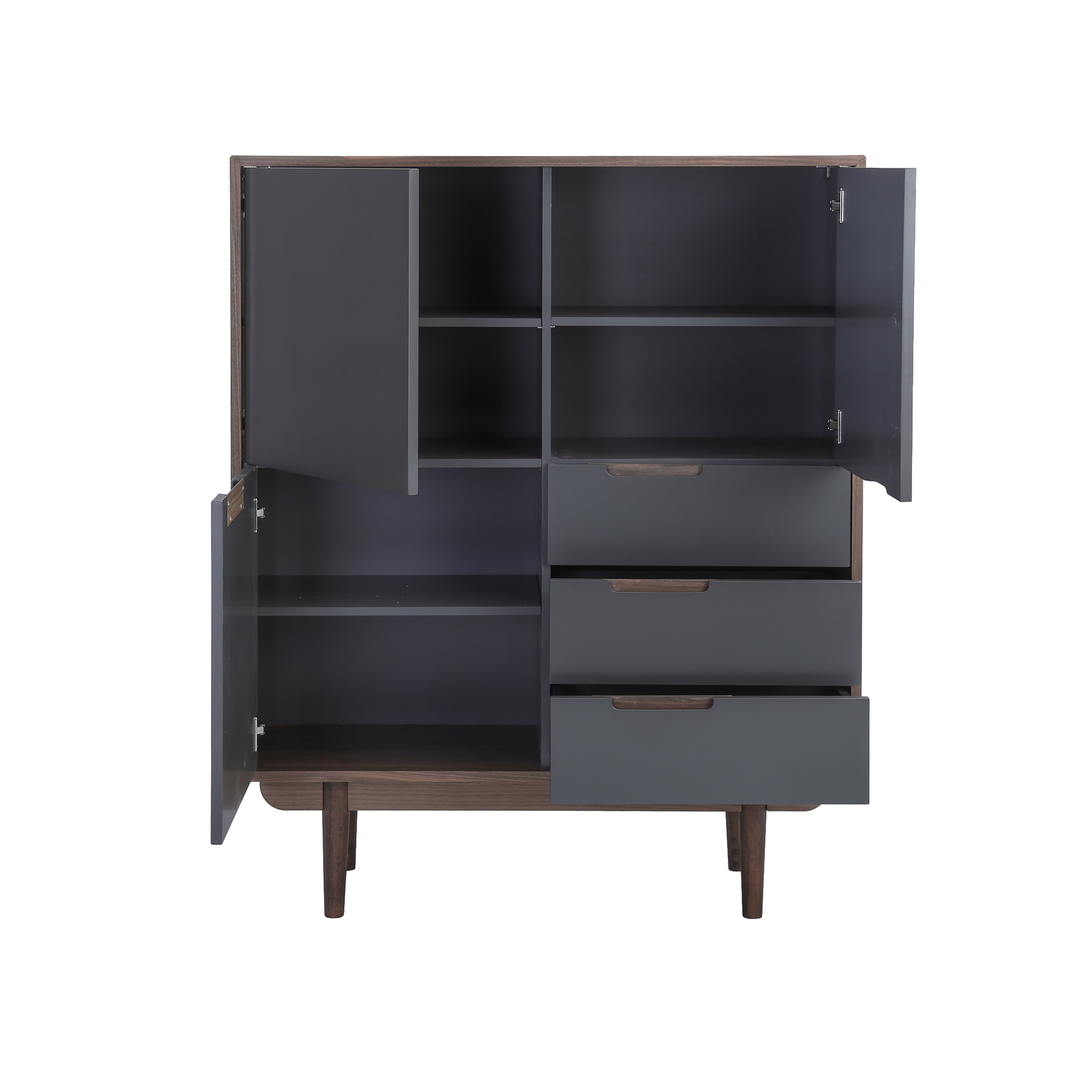 Larisa Tall Sideboard 1.1m - Walnut, Grey, HV Modern Storage & Accent ...