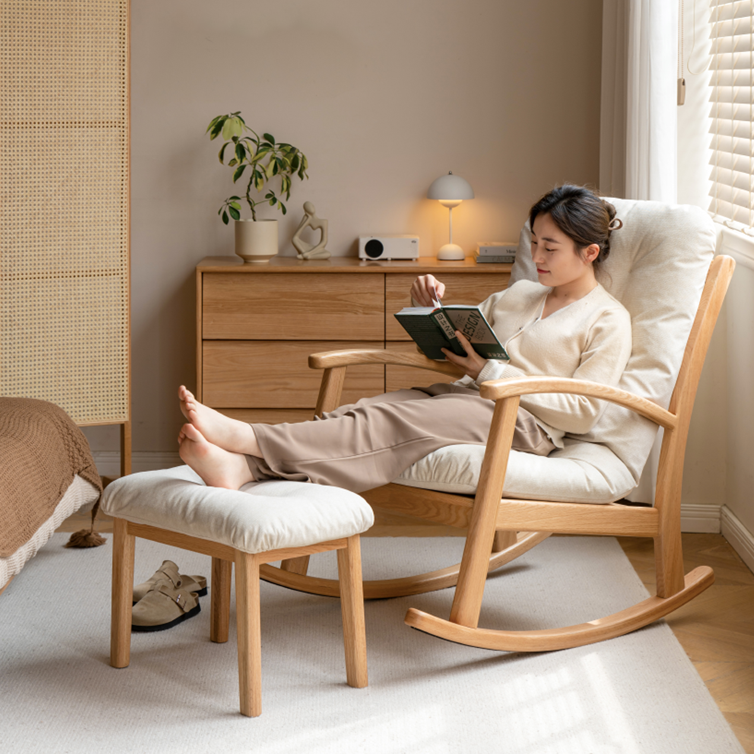 Kusa Rocking Lounge Chair with Ottoman, Small Sofas by HipVan | HipVan