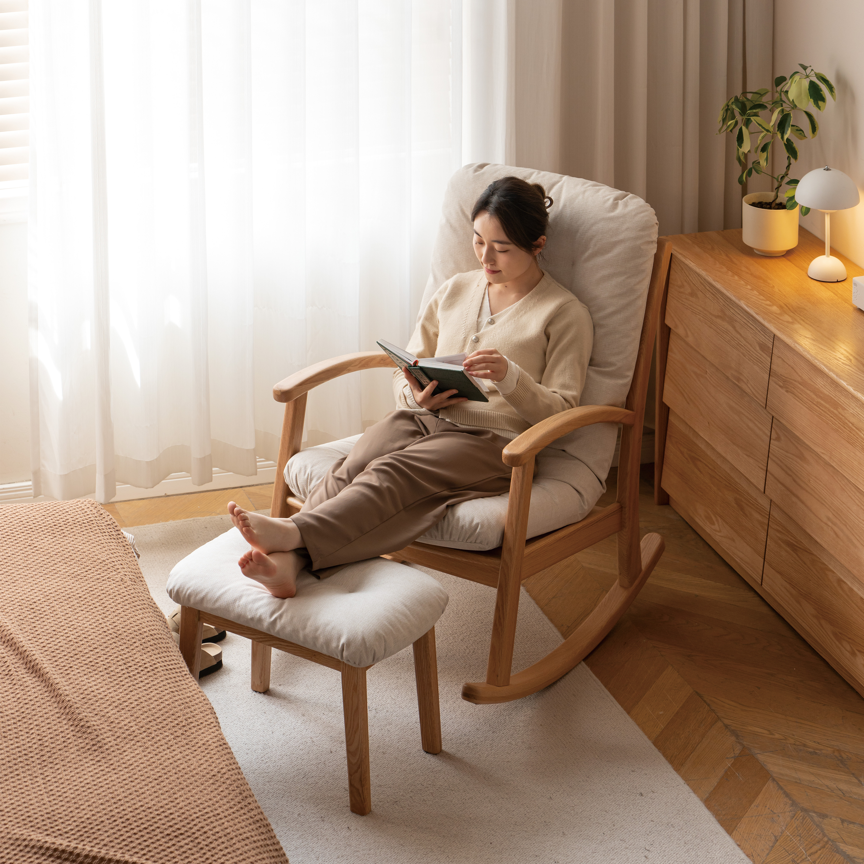 Kusa Rocking Lounge Chair with Ottoman, Small Sofas by HipVan | HipVan