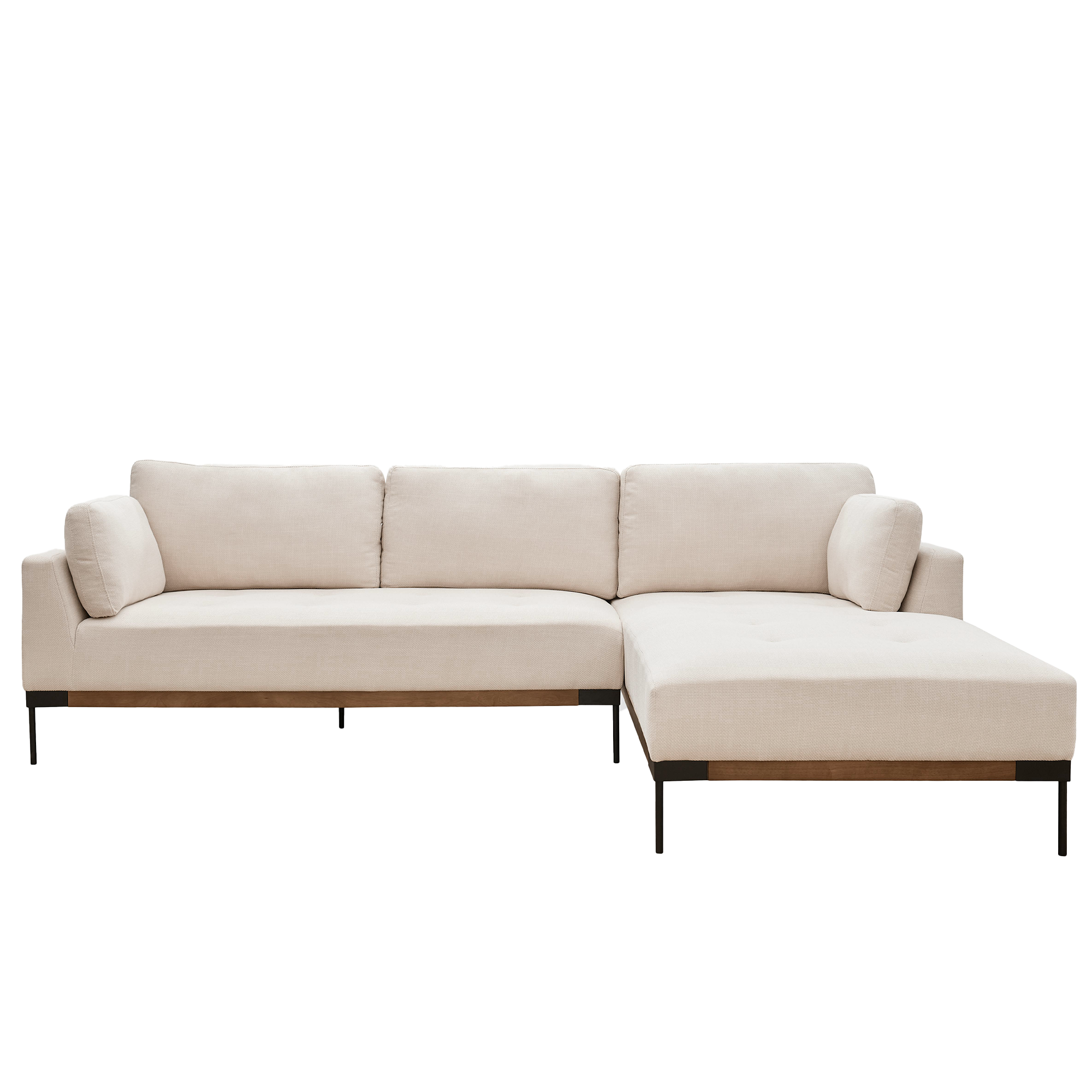 Hudson L-Shaped Sofa - Walnut, Cream Beige, Hudson by HipVan | HipVan