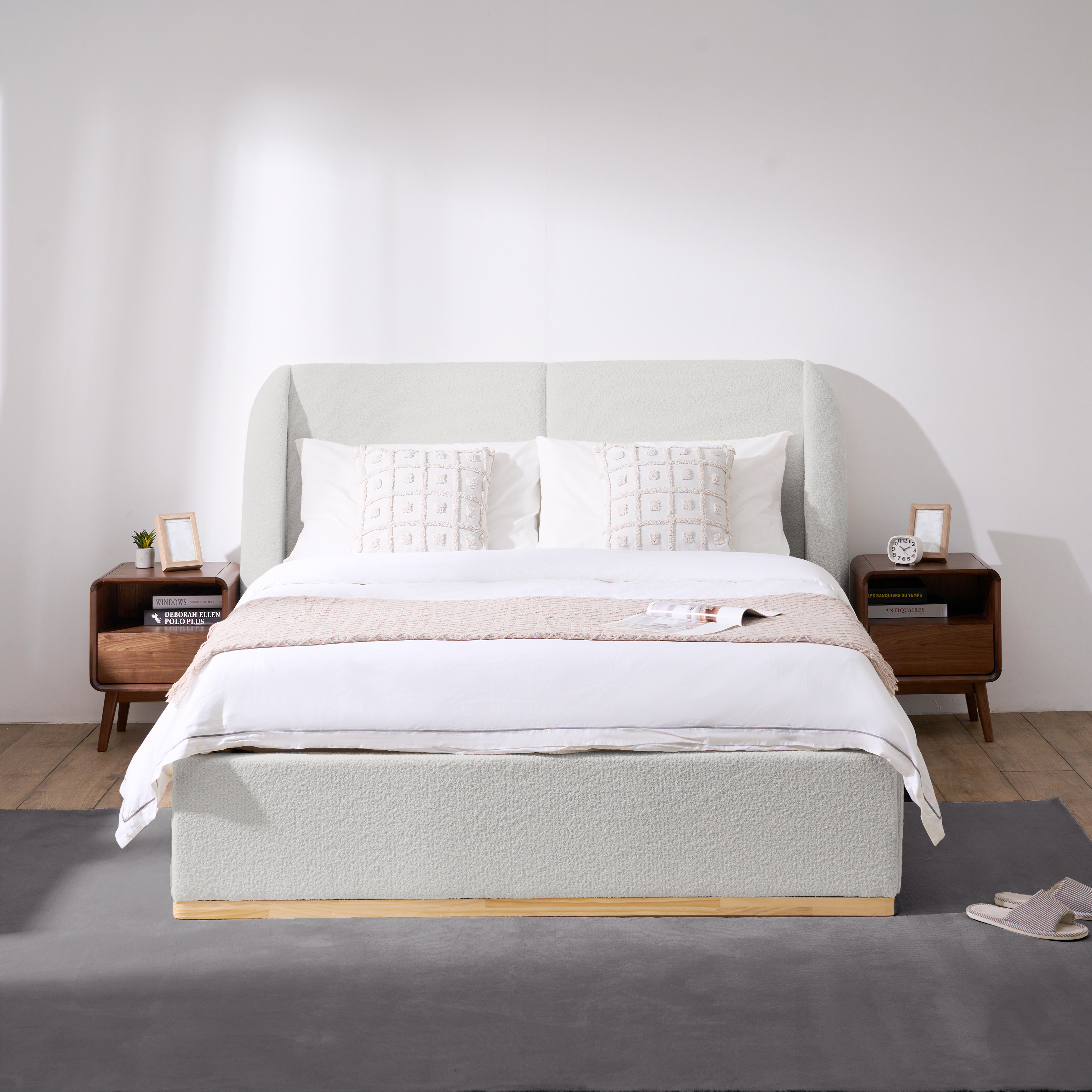 Nova King Storage Bed - Light Grey Boucle, Nova by HipVan | View at ...