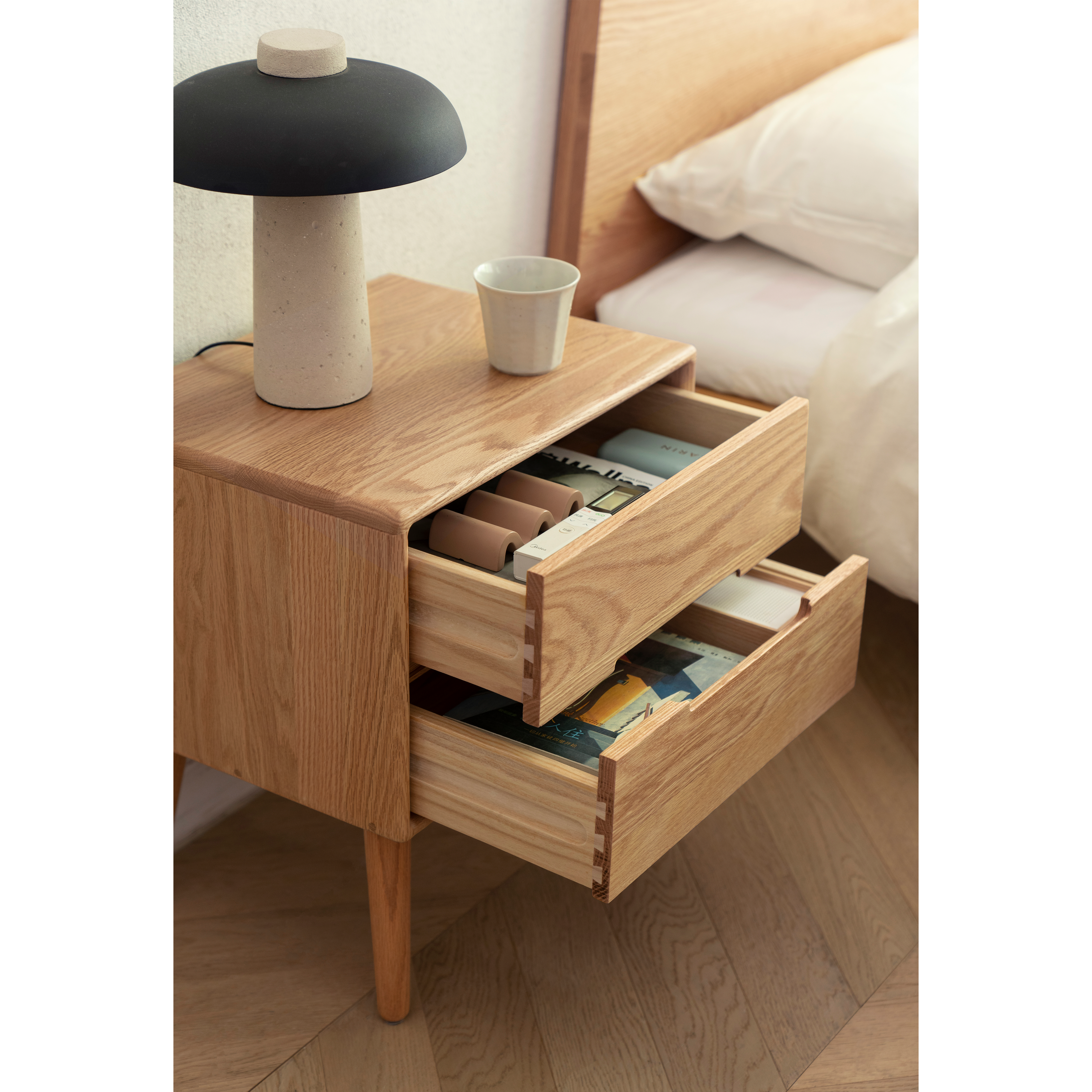 Aiden Bedside Table - Oak, Aiden by HipVan | HipVan