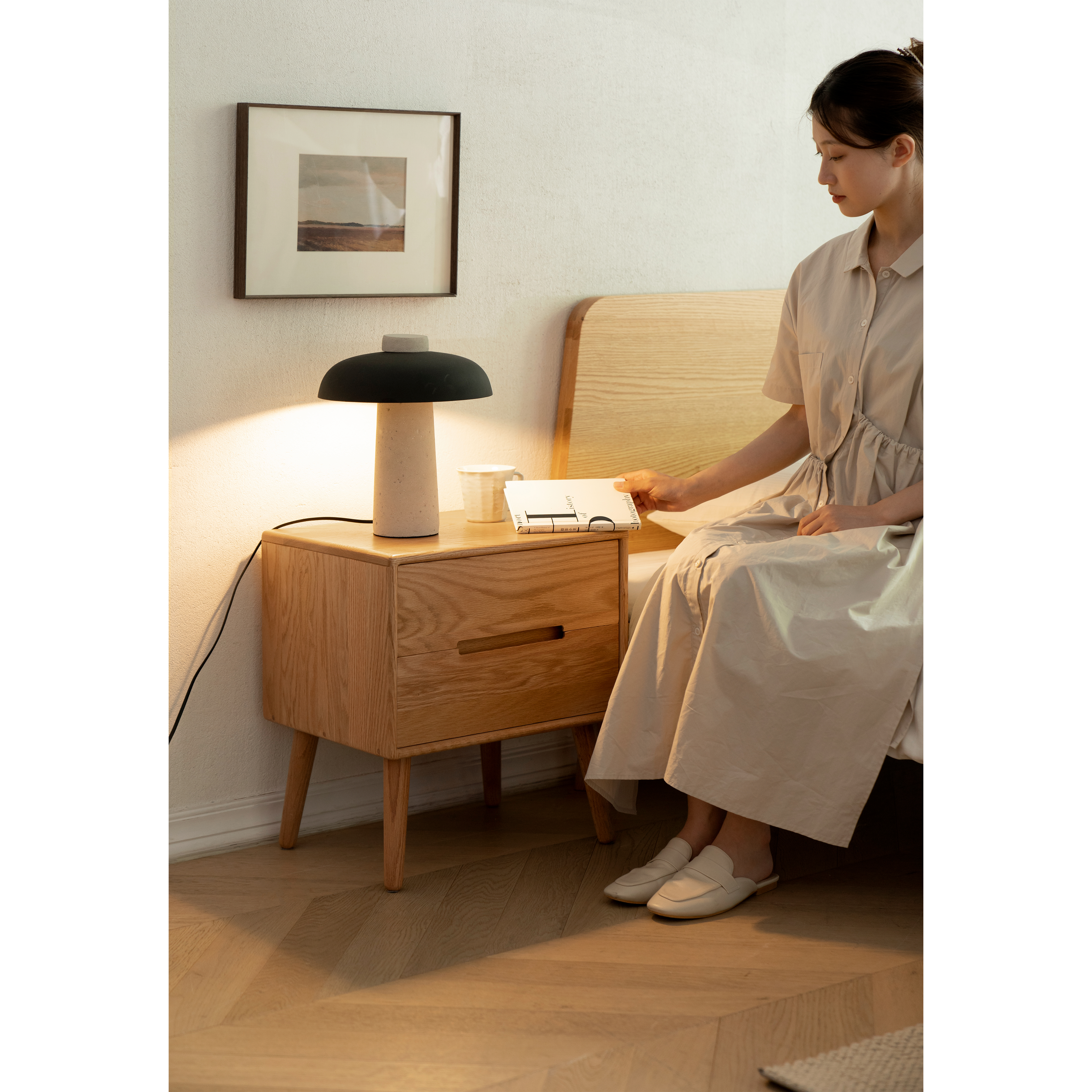 Aiden Bedside Table - Oak, Bedroom Side Tables by HipVan | HipVan
