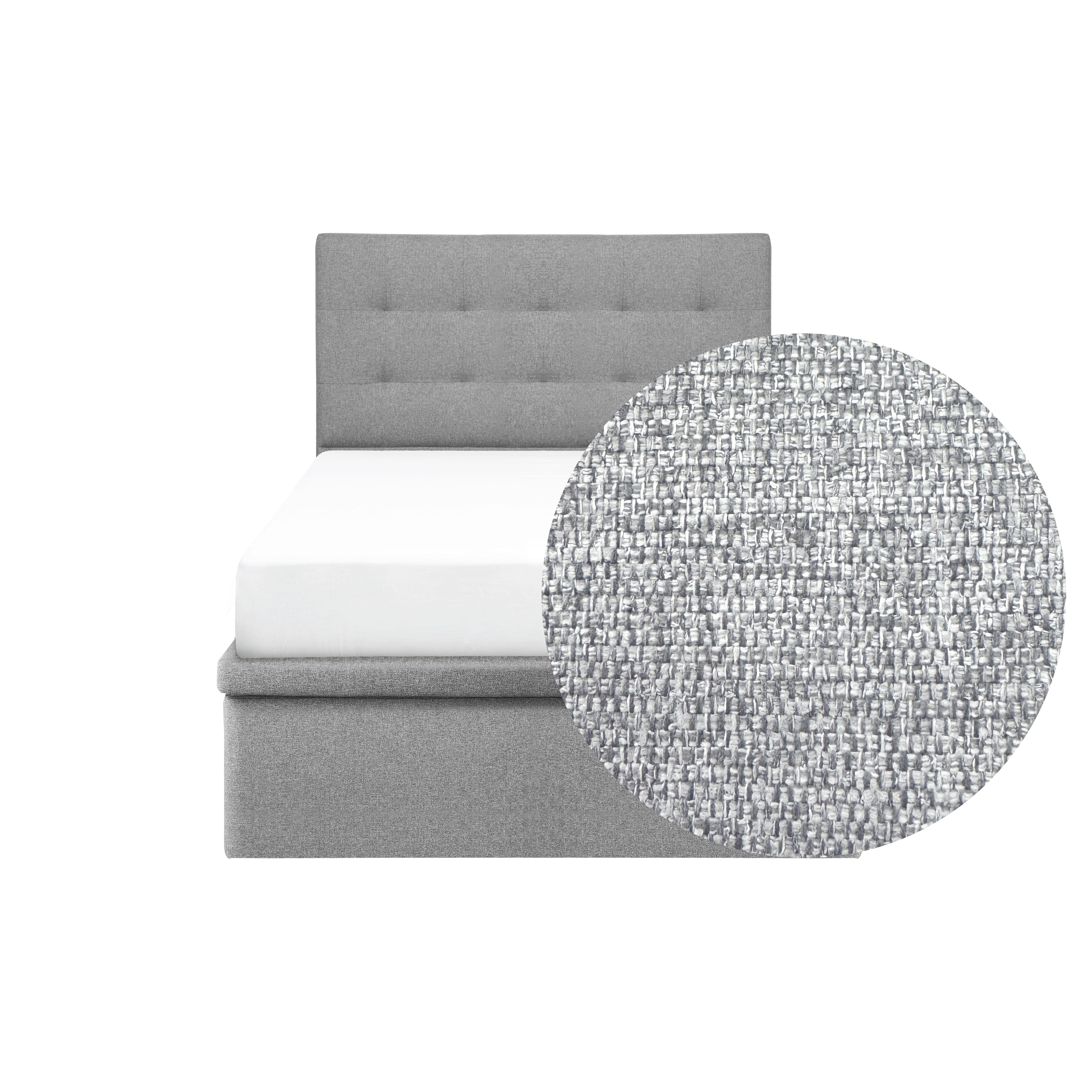 ESSENTIALS Super Single Headboard Storage Bed - Pebble (Eco Clean ...