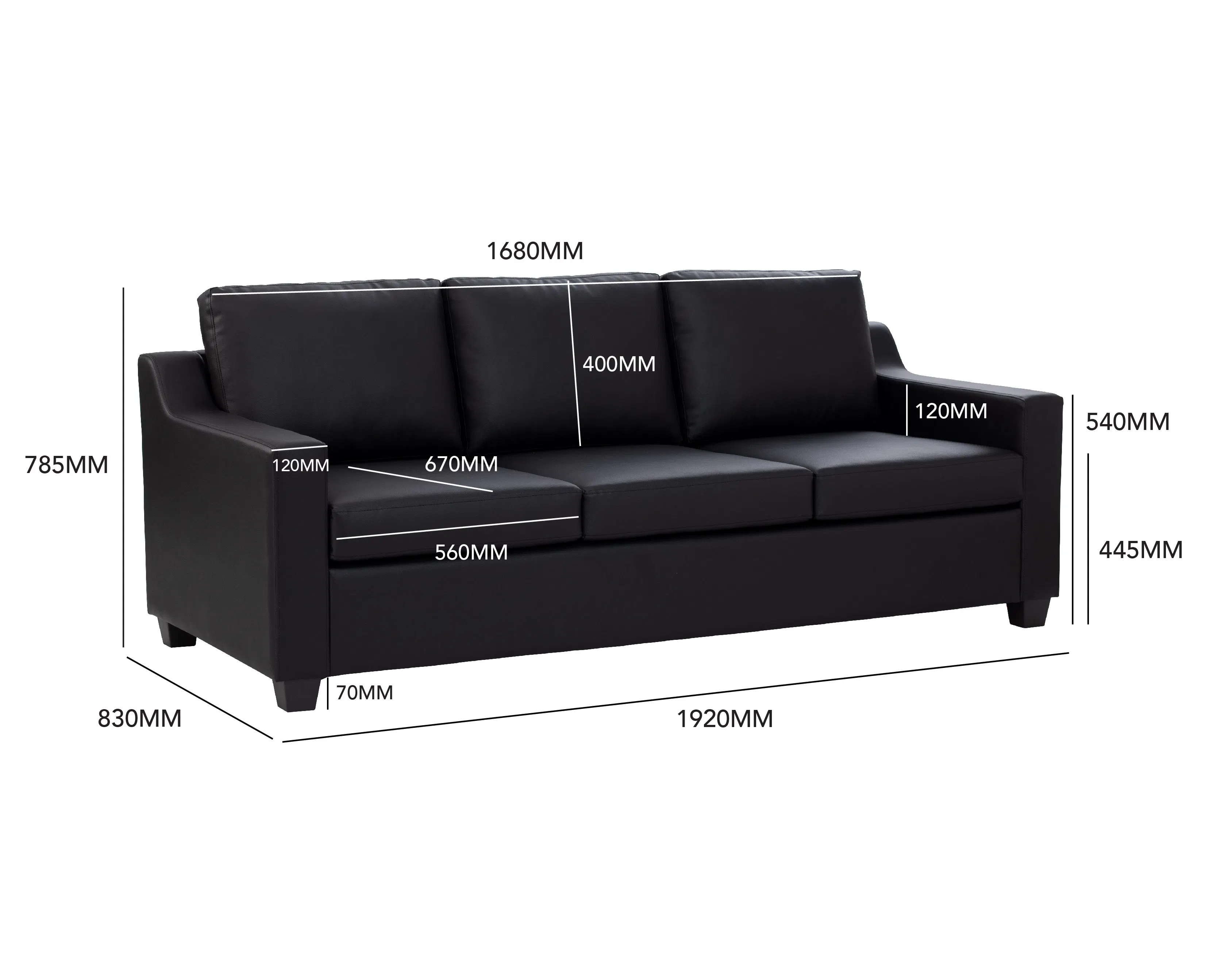 Baleno 3 Seater Sofa - Espresso (Faux Leather), HV Modern Sofas ...