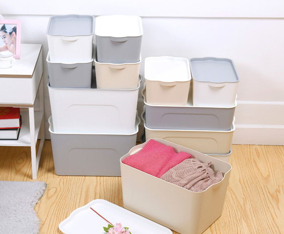 Clayton 8L Grey Storage Box with White Lid, Storage Essentials by ...