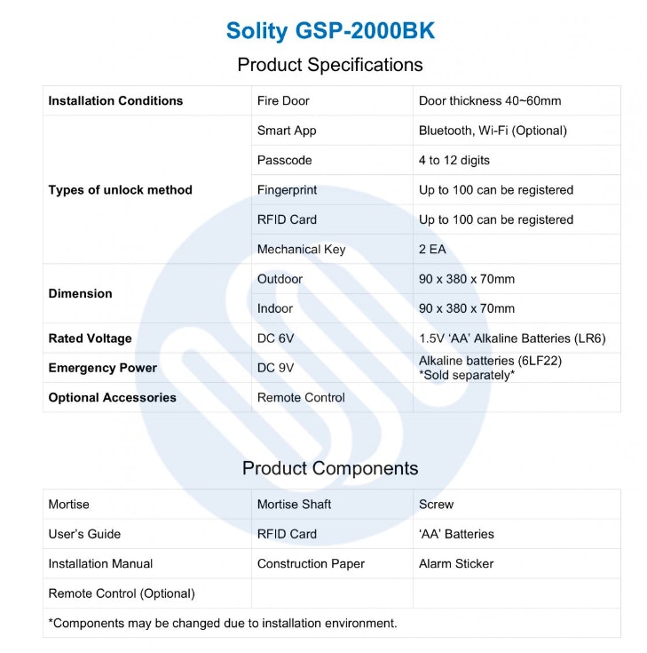 Solity Push Pull Door Lock GSP-2000BKF - Black, Solity | HipVan