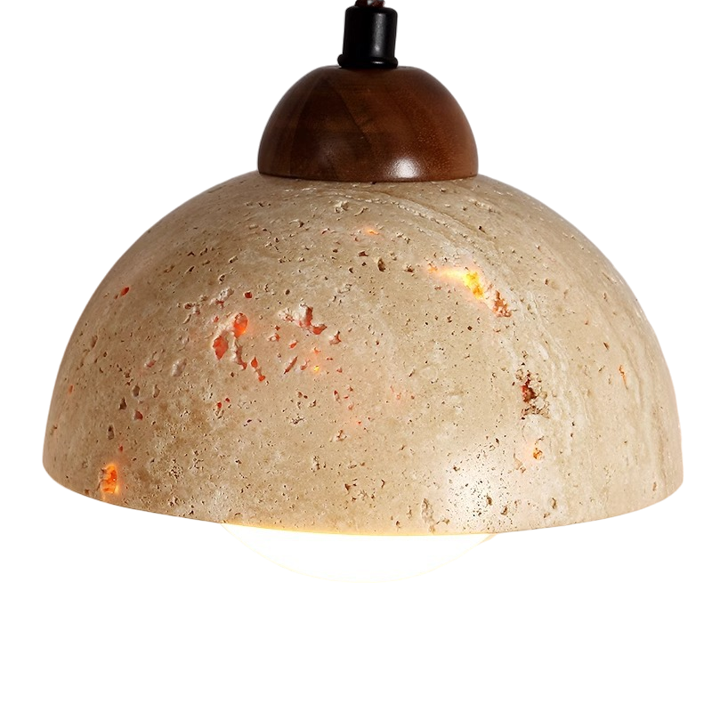 Caleb Travertine Pendant Lamp - Concave Dome, Lights By HipVan | HipVan