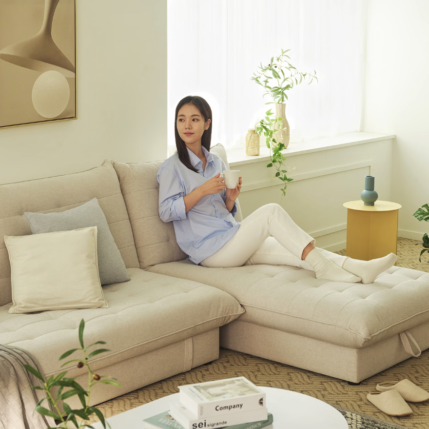 Tessa Storage Lounge Sofa Bed - Beige (Eco Clean Fabric), Tessa by ...