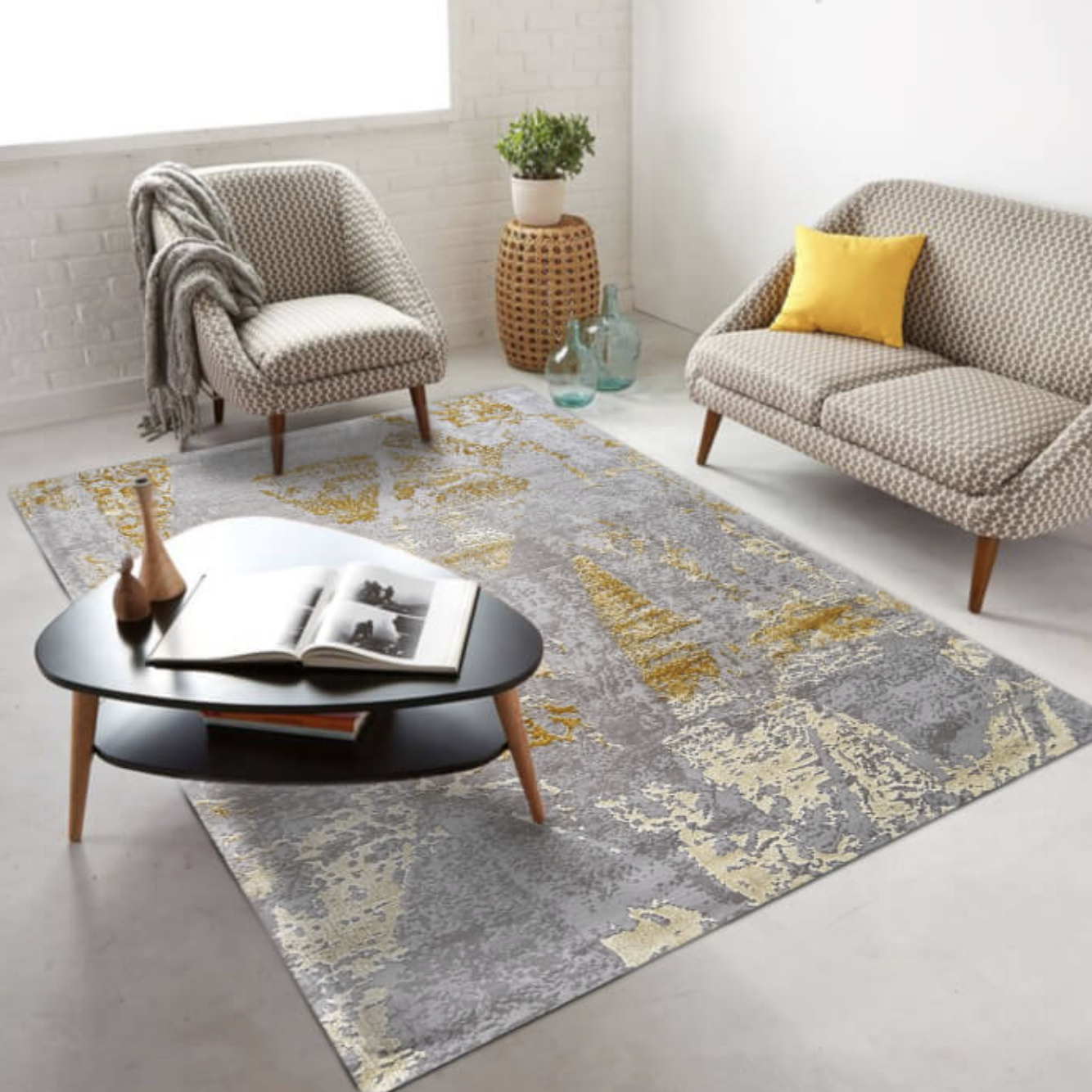 Milano Low Pile Rug - Royal Gold (4 Sizes), Heritage Carpets | View at ...