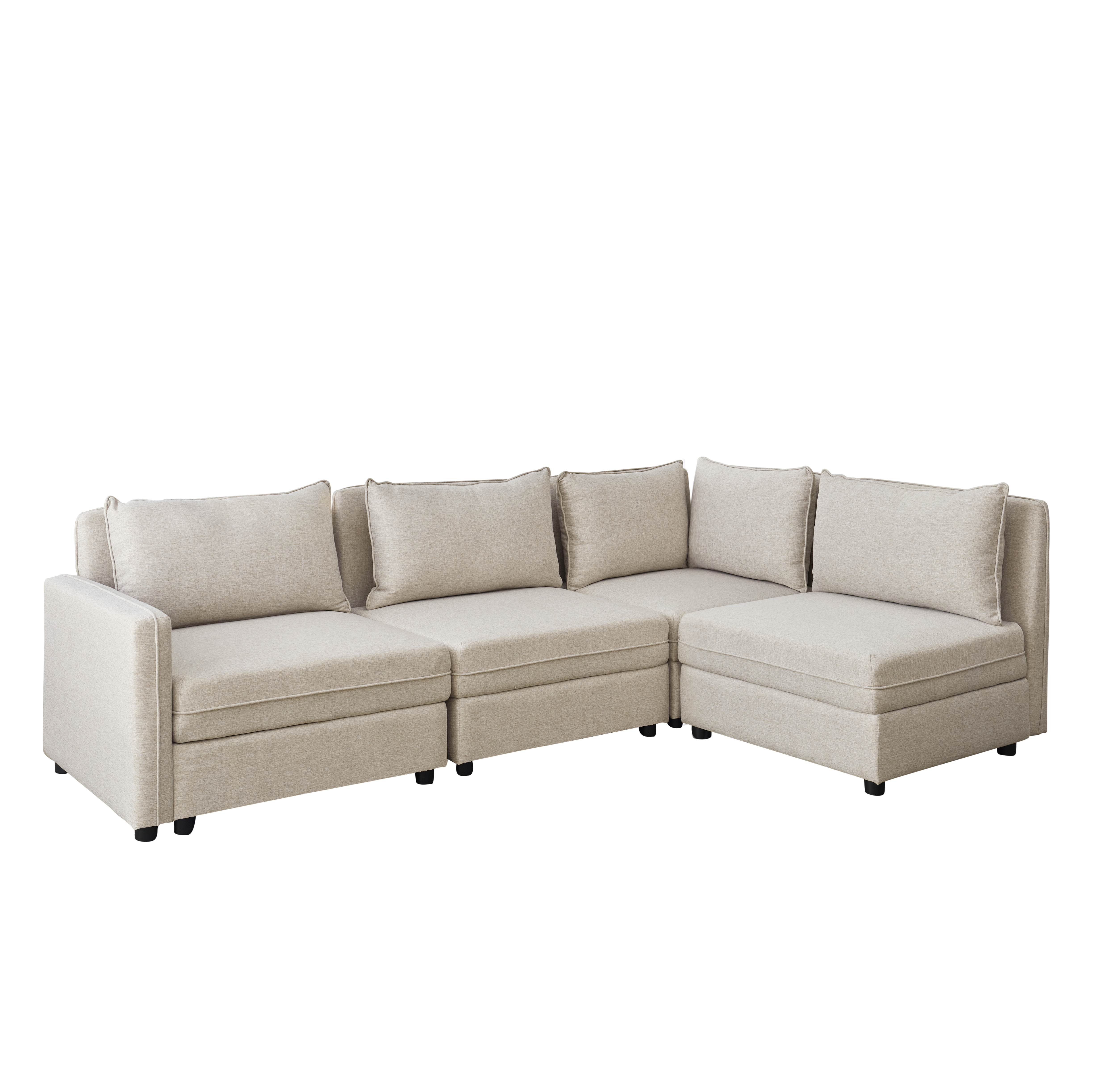 Cameron 4 Seater Sectional Storage Sofa - Sand (Fabric), Cameron by HipVan | HipVan