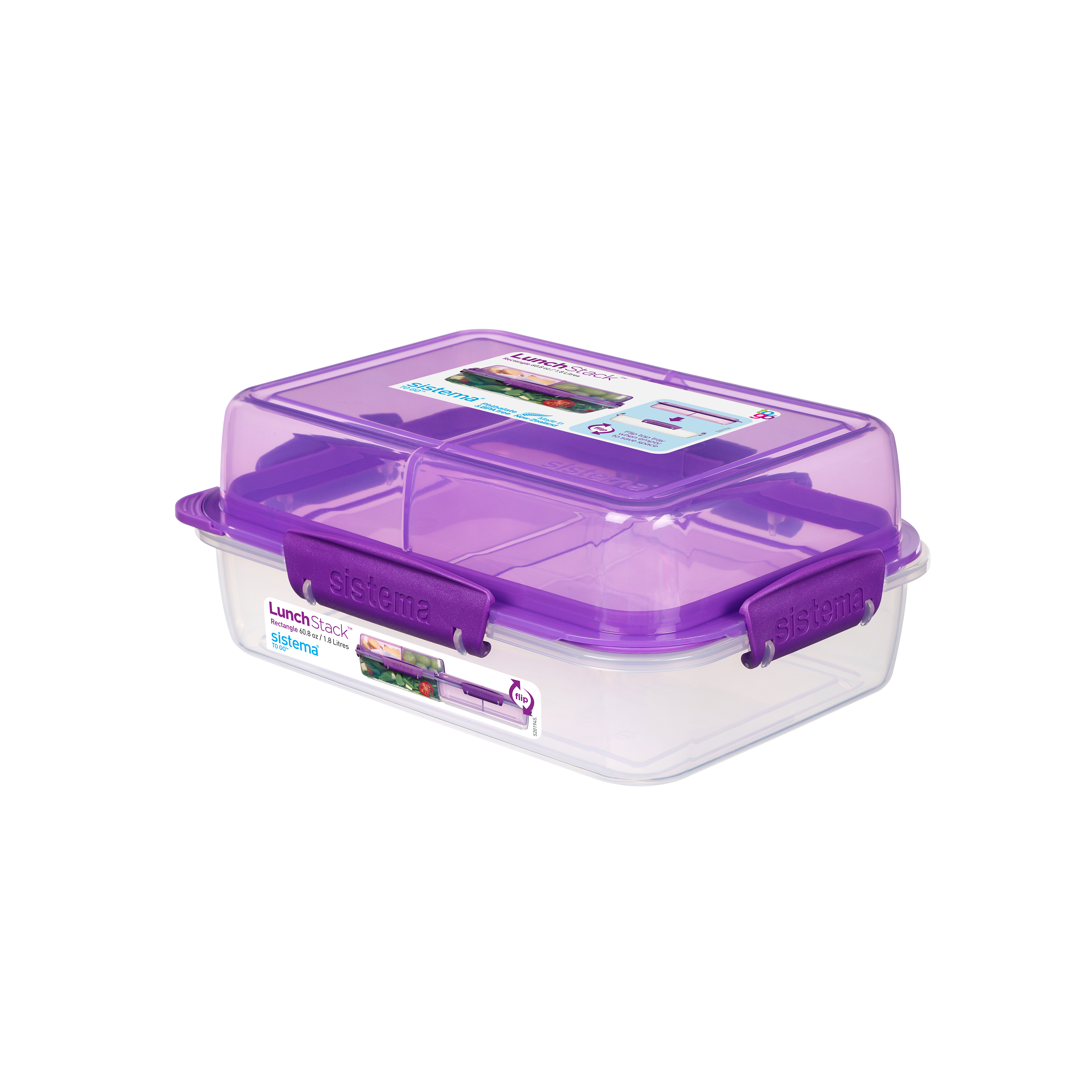 Sistema Lunch Stack To Go Rectangle 1.8L - Purple, Sistema | HipVan