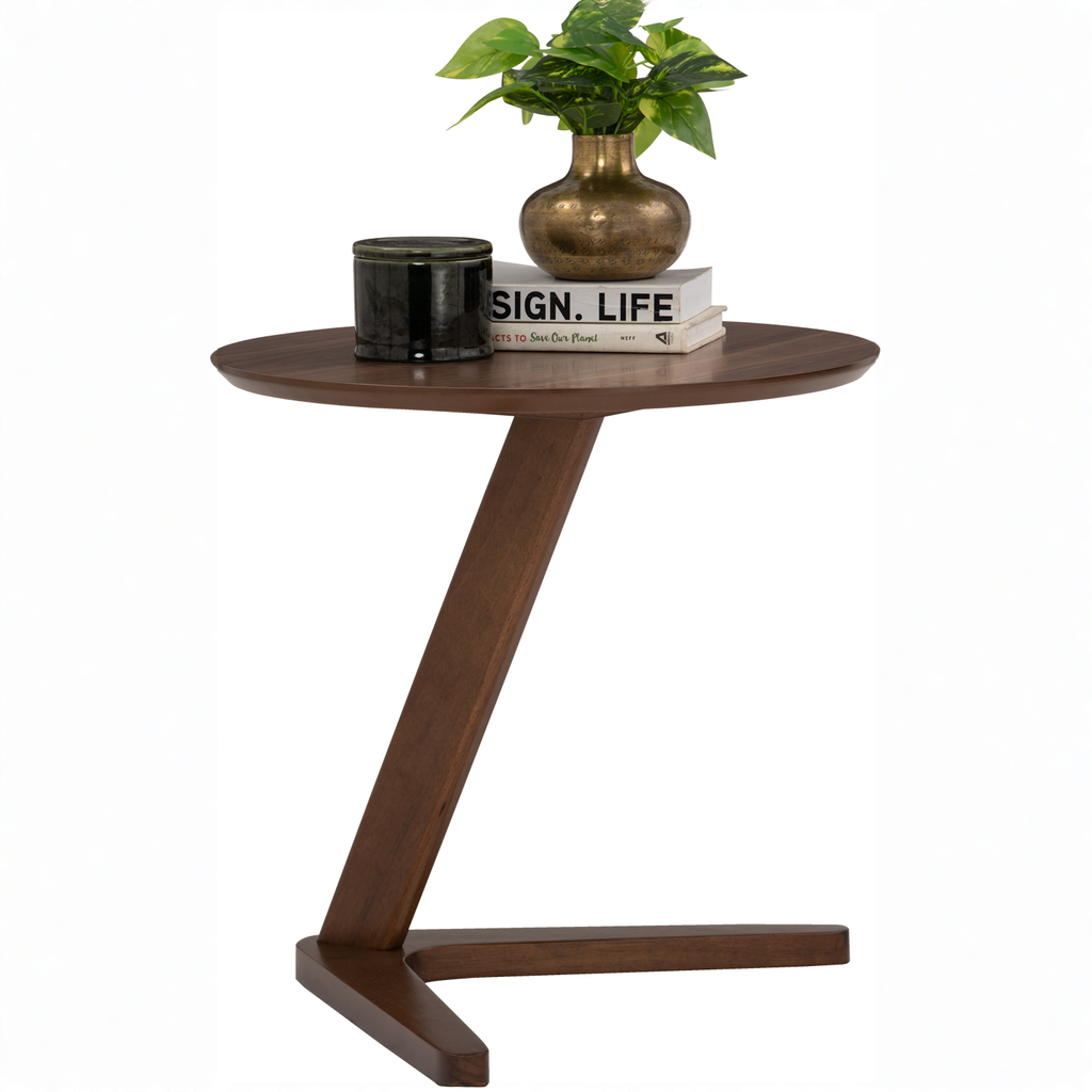 Trish Round Side Table - Walnut, Wood Side Tables by HipVan | View at ...