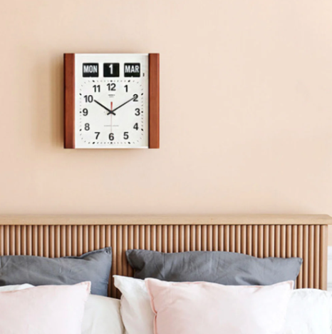 TWEMCO Square Wood Flip Clock - Oak, TWEMCO Retro Clocks | HipVan
