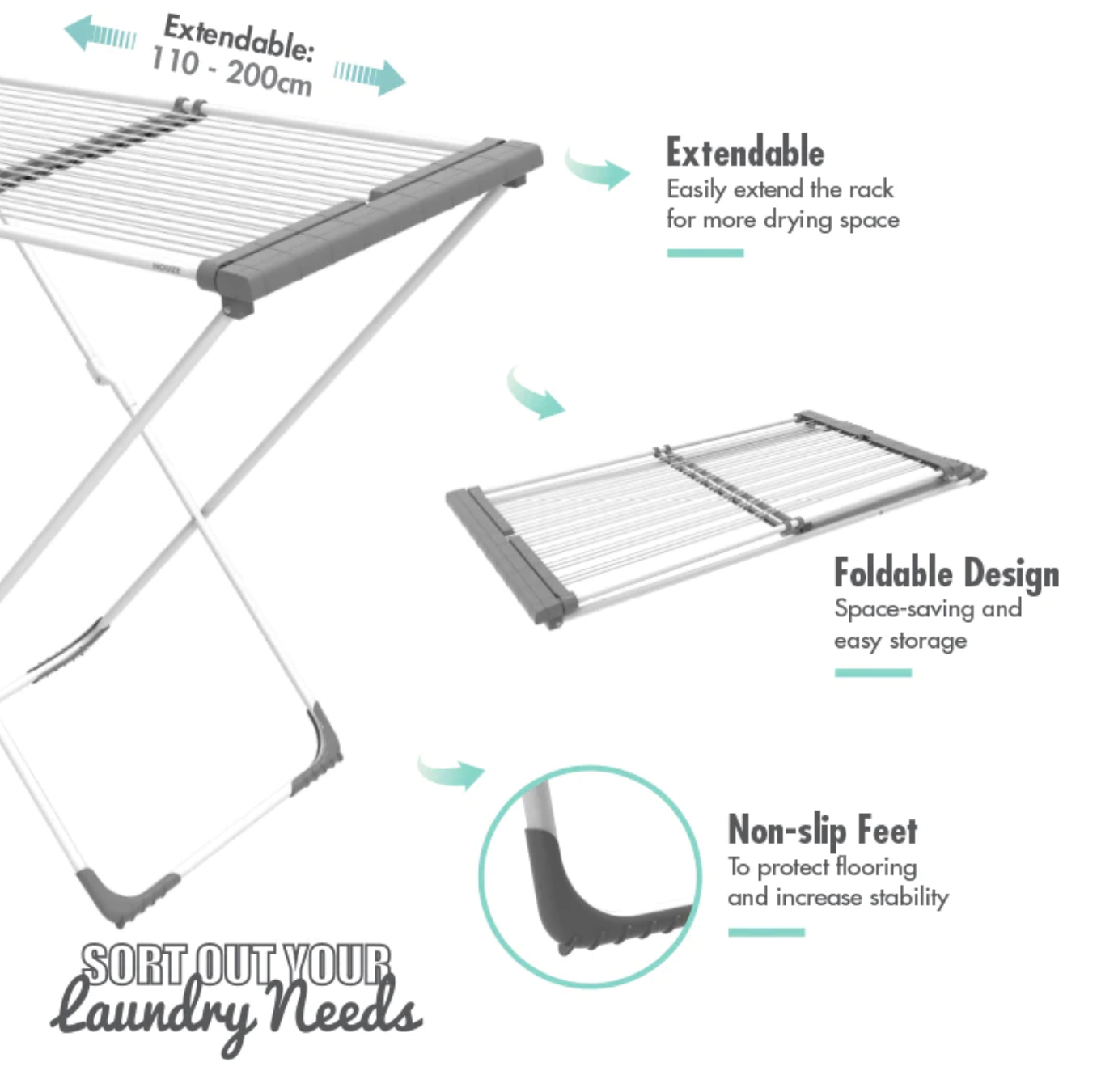 Krusty Extendable Drying Rack- 25m, Houze | HipVan