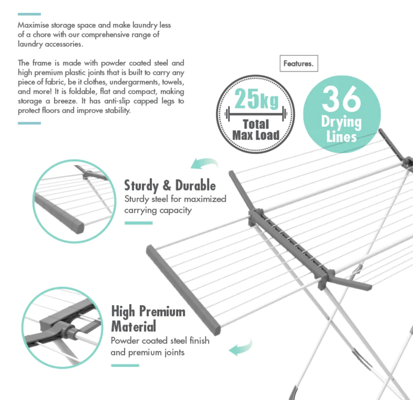 Krusty Extendable Drying Rack- 25m, Houze | HipVan