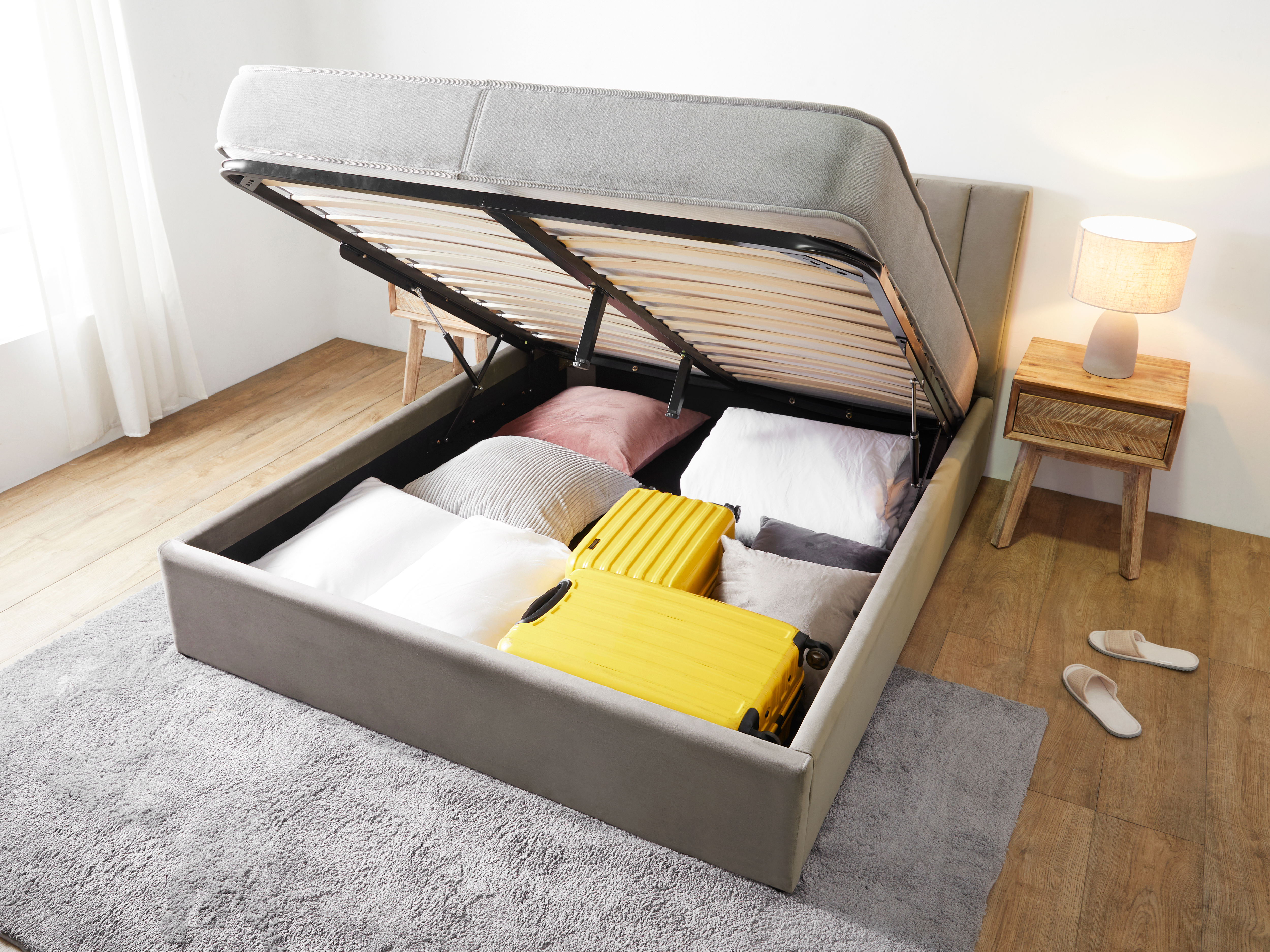 Audrey Queen Storage Bed - Satin Bronze (Velvet), HV Modern Beds ...