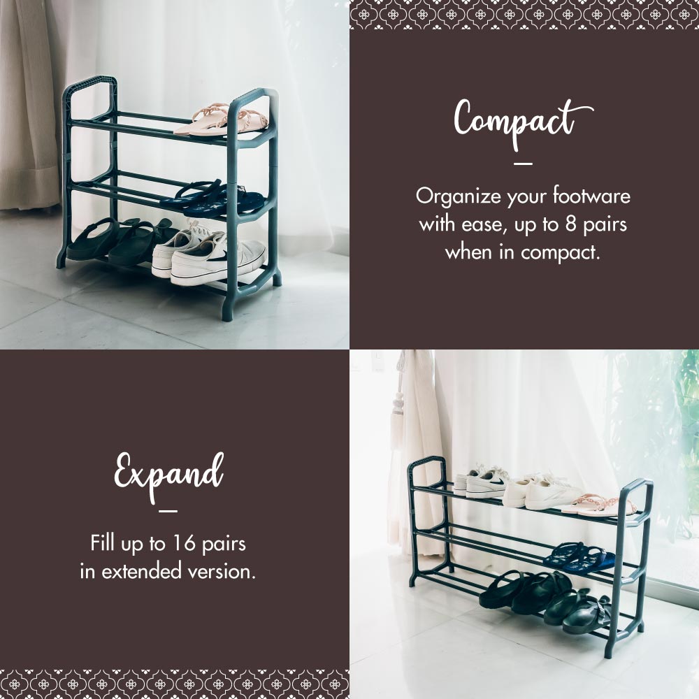 HOUZE 3 Tier Extendable Shoe Rack, Houze | HipVan