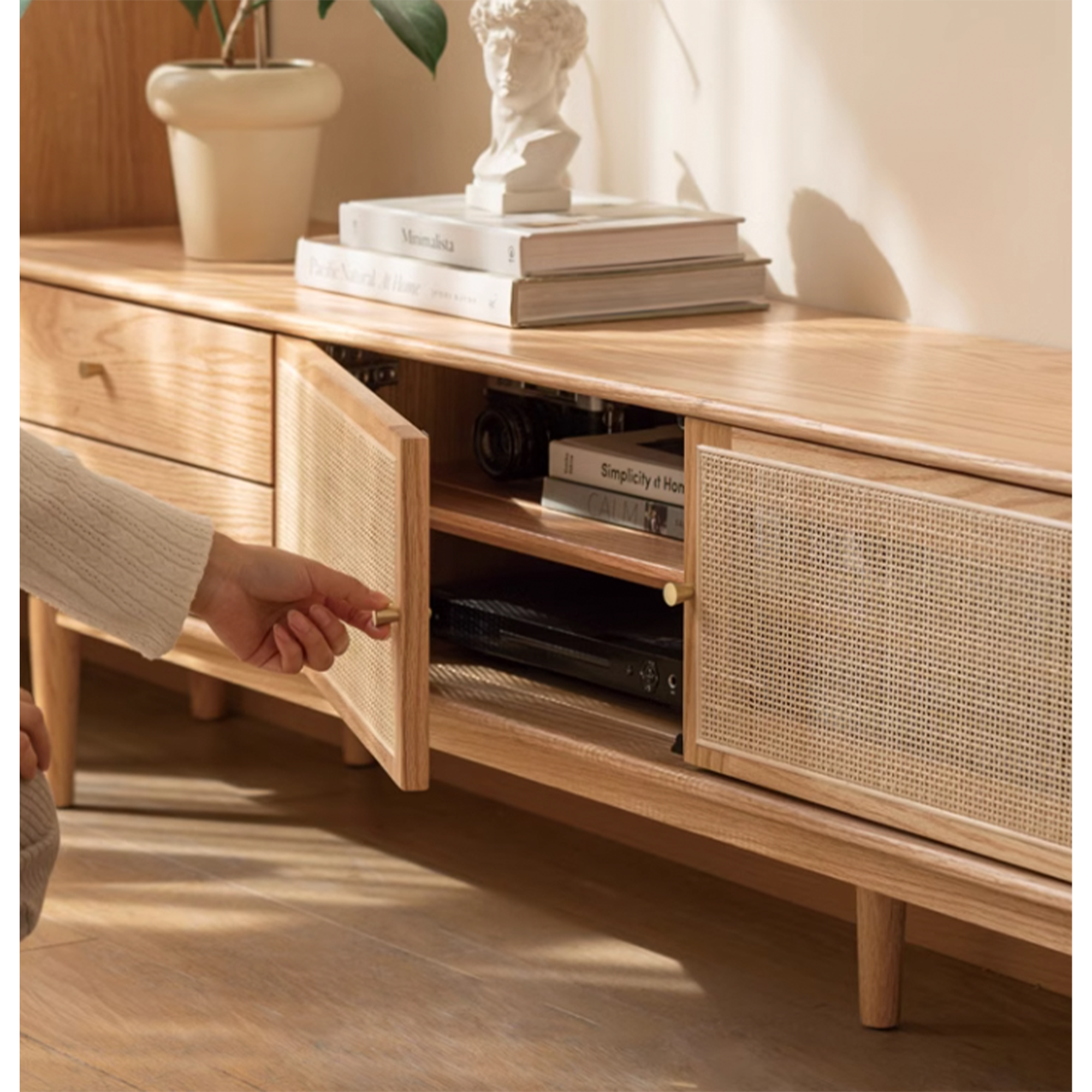 Taya Rattan TV Console 1.8m - Natural, Taya by HipVan | HipVan