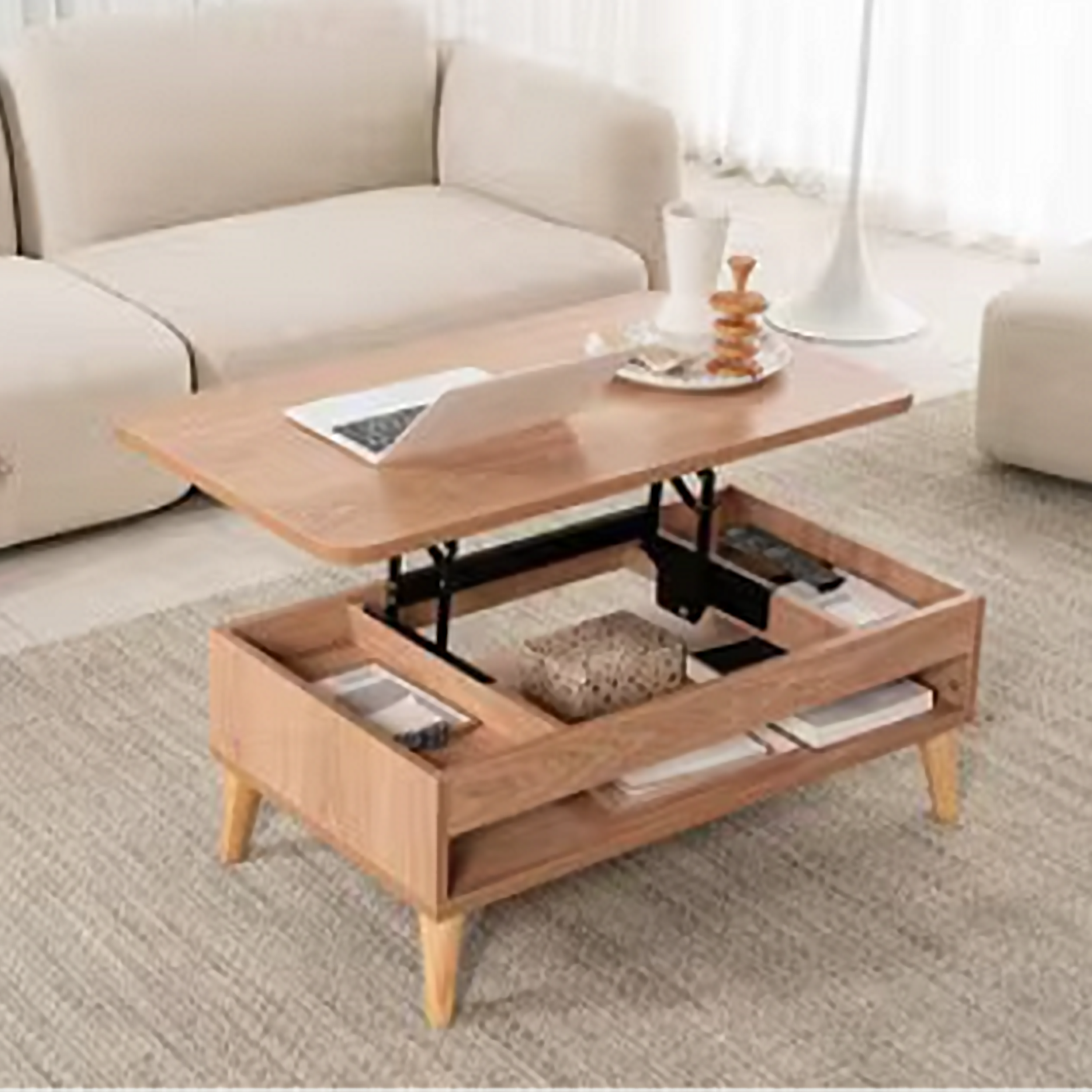 Muna Lift-Up Coffee Table - Natural, Lift Top Storage Coffee Tables by ...