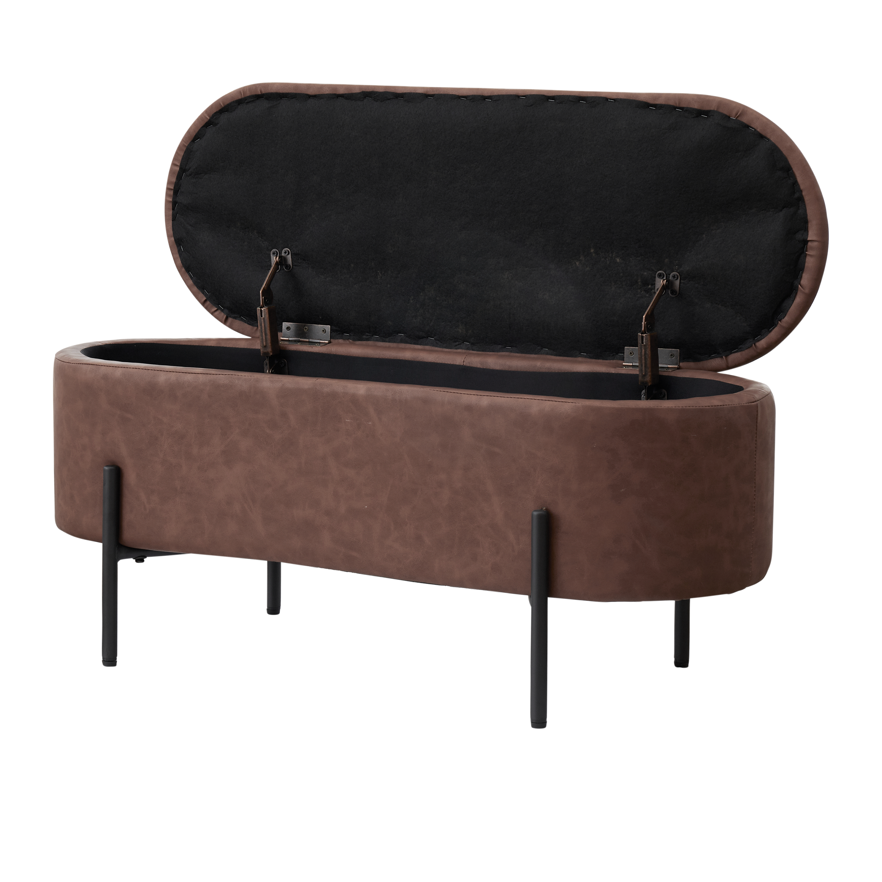 Hilary Storage Bench 0.9m - Saddle Brown (Faux Leather), Dining Chairs ...