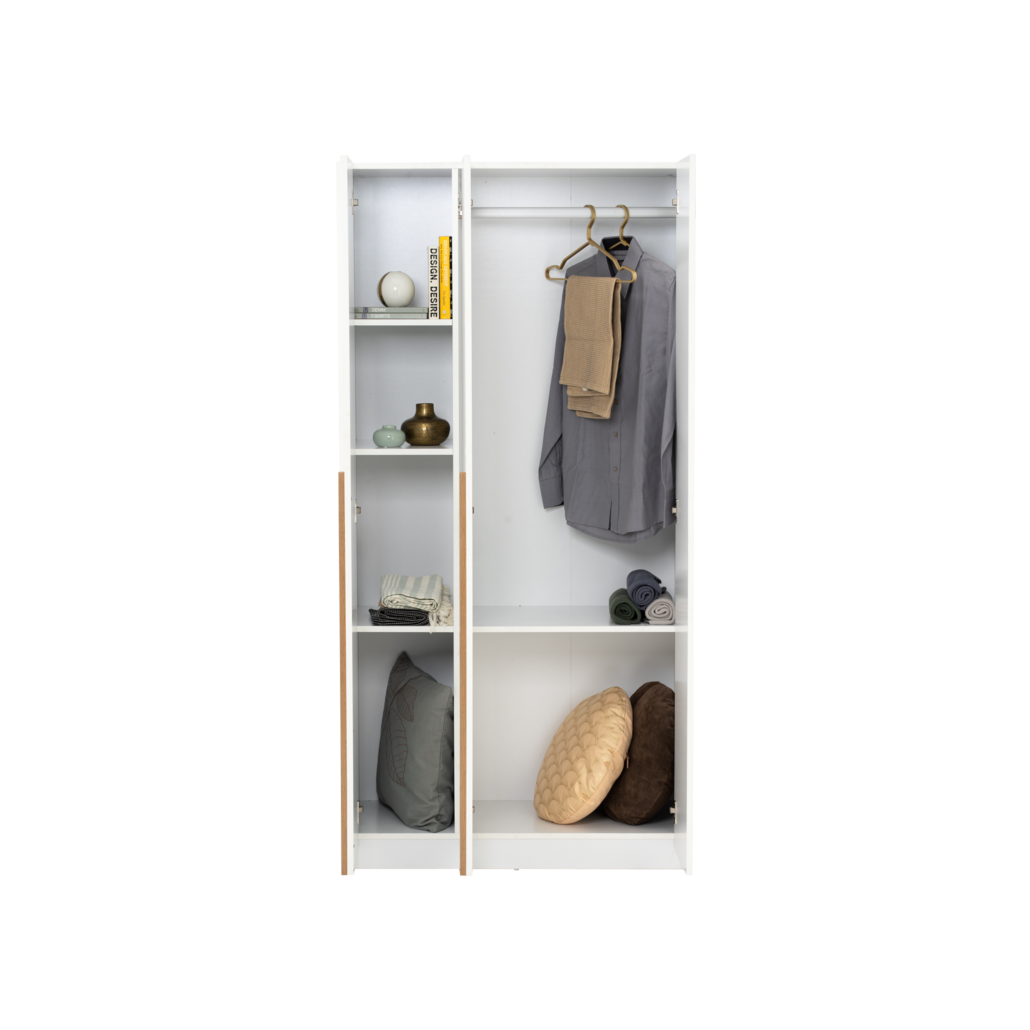 Miah 3 Door Wardrobe - Natural, White, Miah by HipVan | HipVan