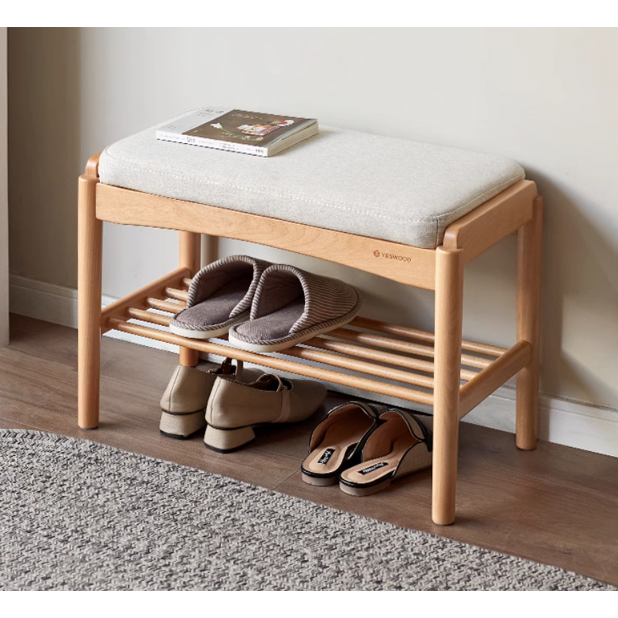 Kaye Shoe Bench 0.6m - Off White (Fabric), Small Sofas by HipVan | HipVan