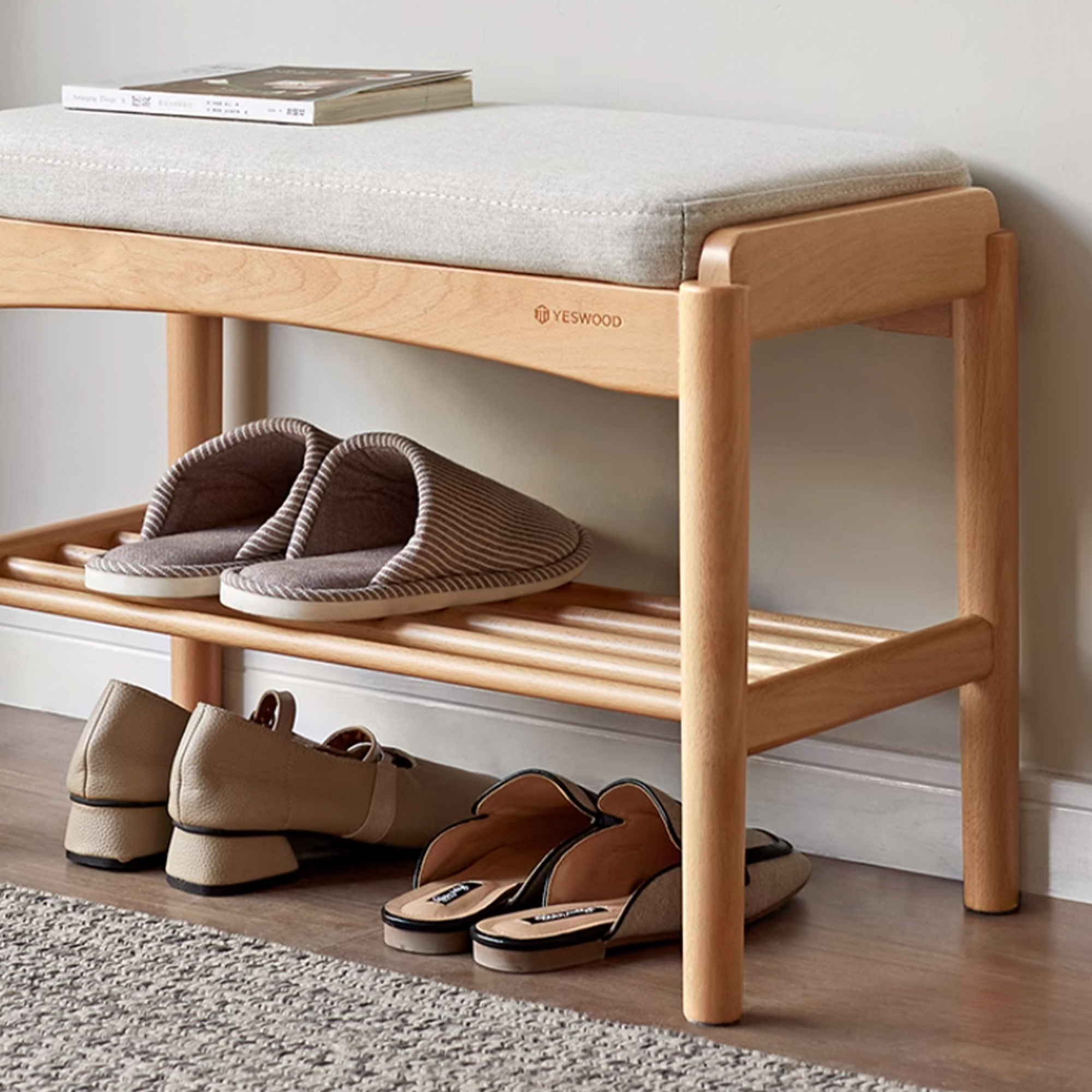 Kaye Shoe Bench 0.6m - Off White (Fabric), Small Sofas by HipVan | HipVan