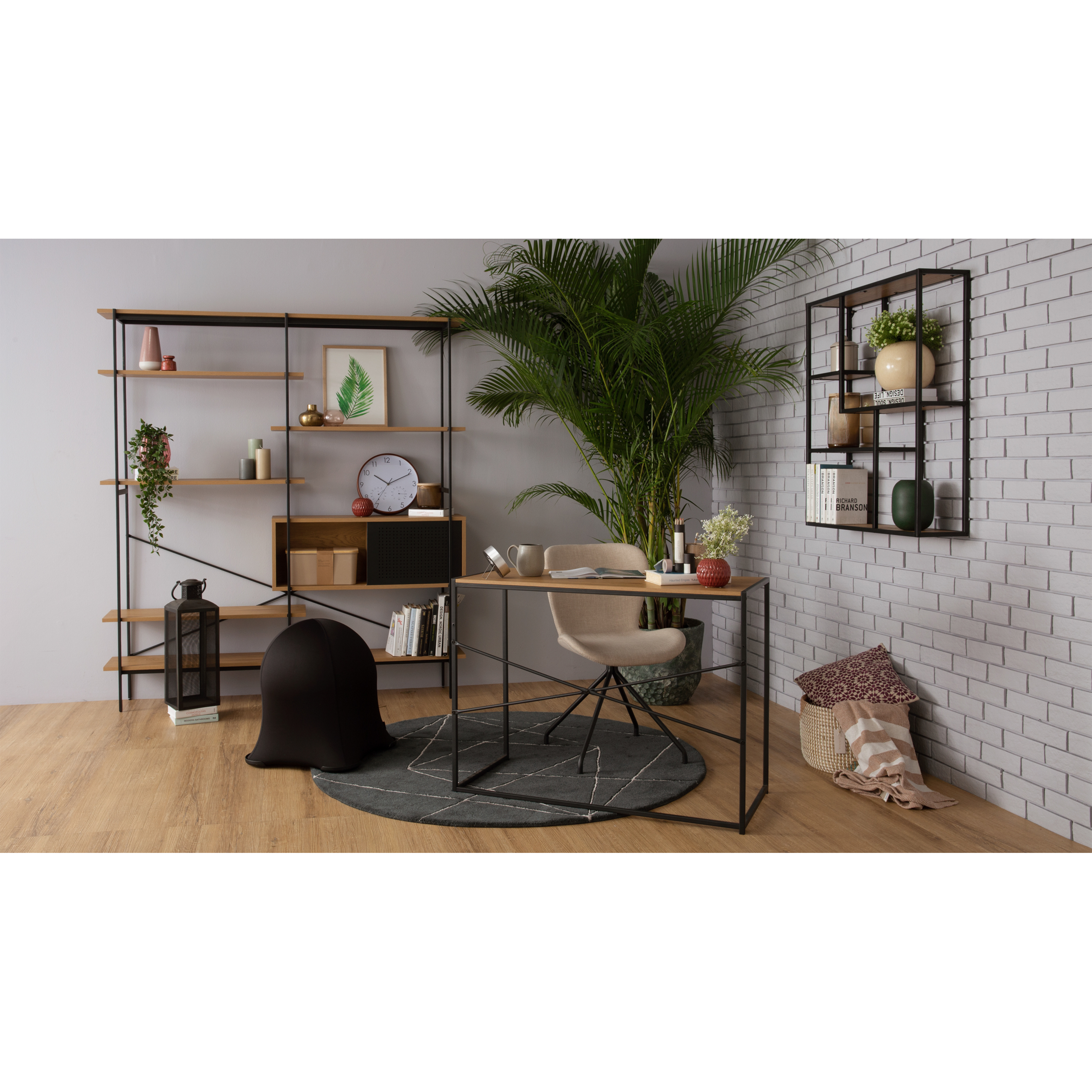 Bradford Study Console Table 1m - Black, Oak, HV Basic Study Tables ...