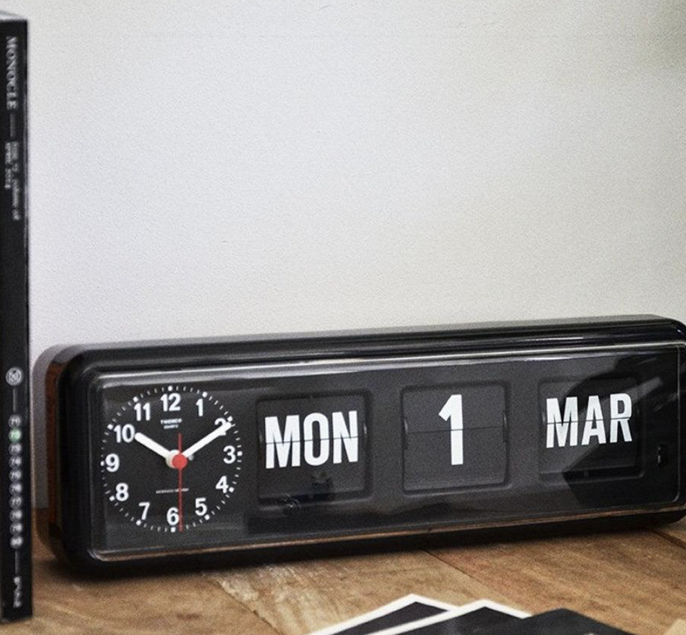 TWEMCO Calendar Flip Wall/Counter Clock - Orange, TWEMCO Retro Clocks ...