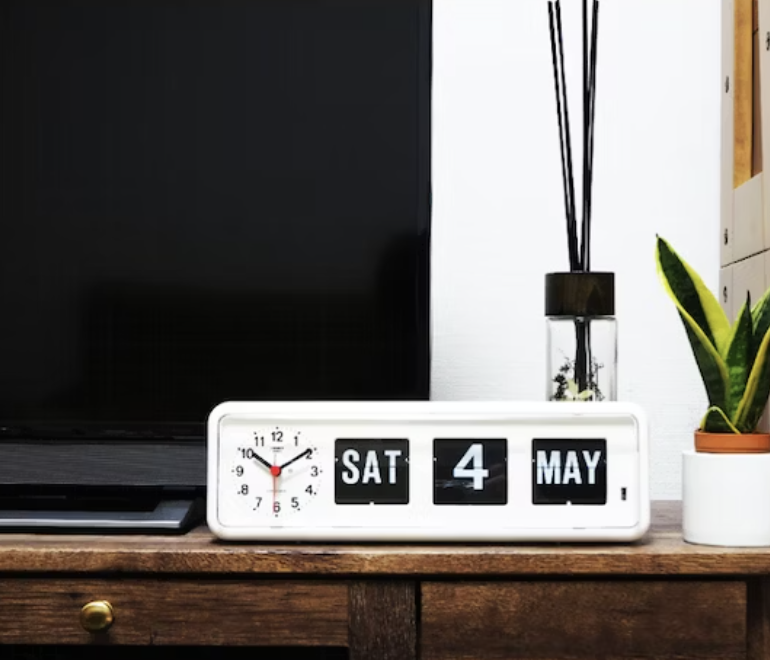 TWEMCO Calendar Flip Wall/Counter Clock - Orange, TWEMCO Retro Clocks ...