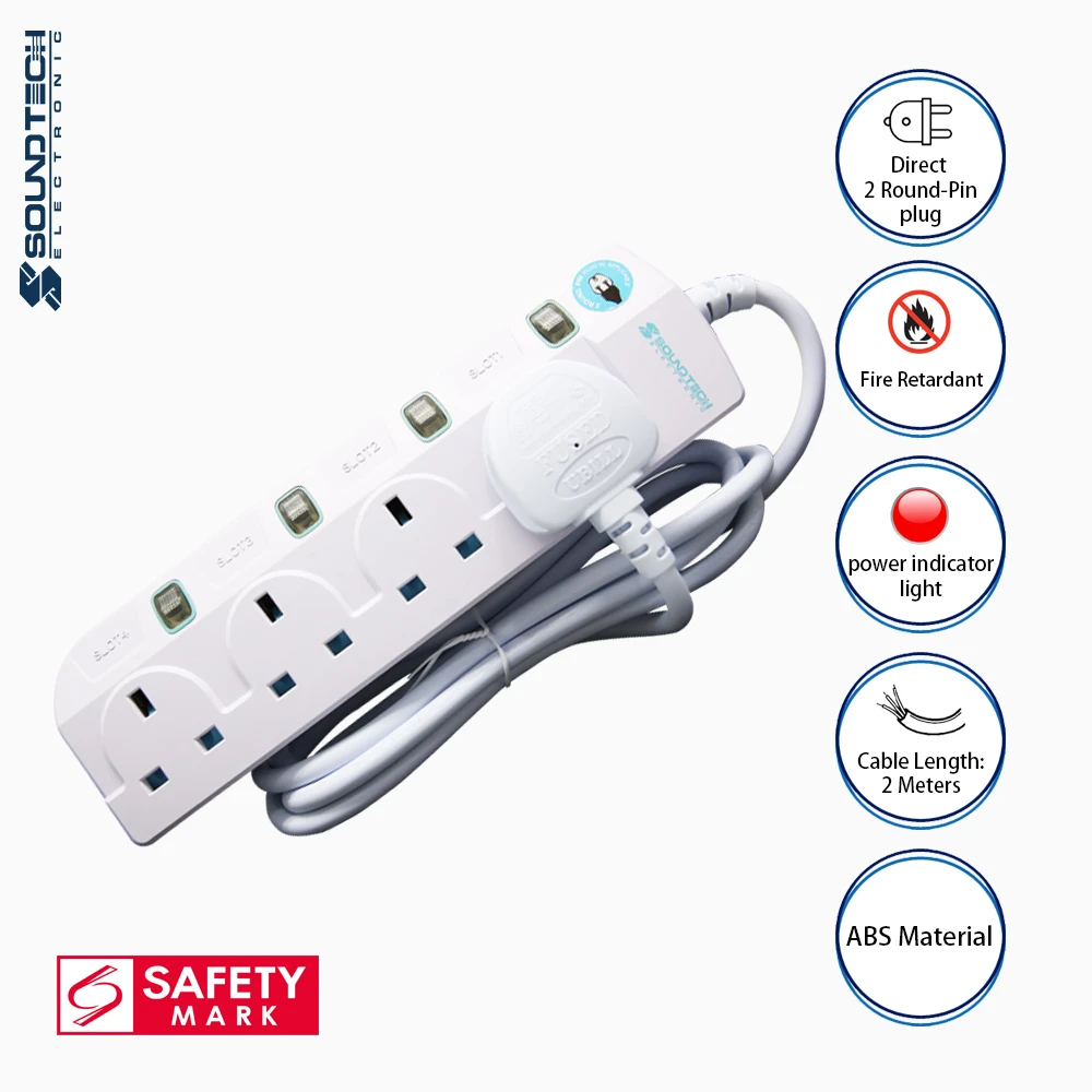 SOUNDTEOH 4 Way Extension Socket 2m, SOUNDTEOH | HipVan