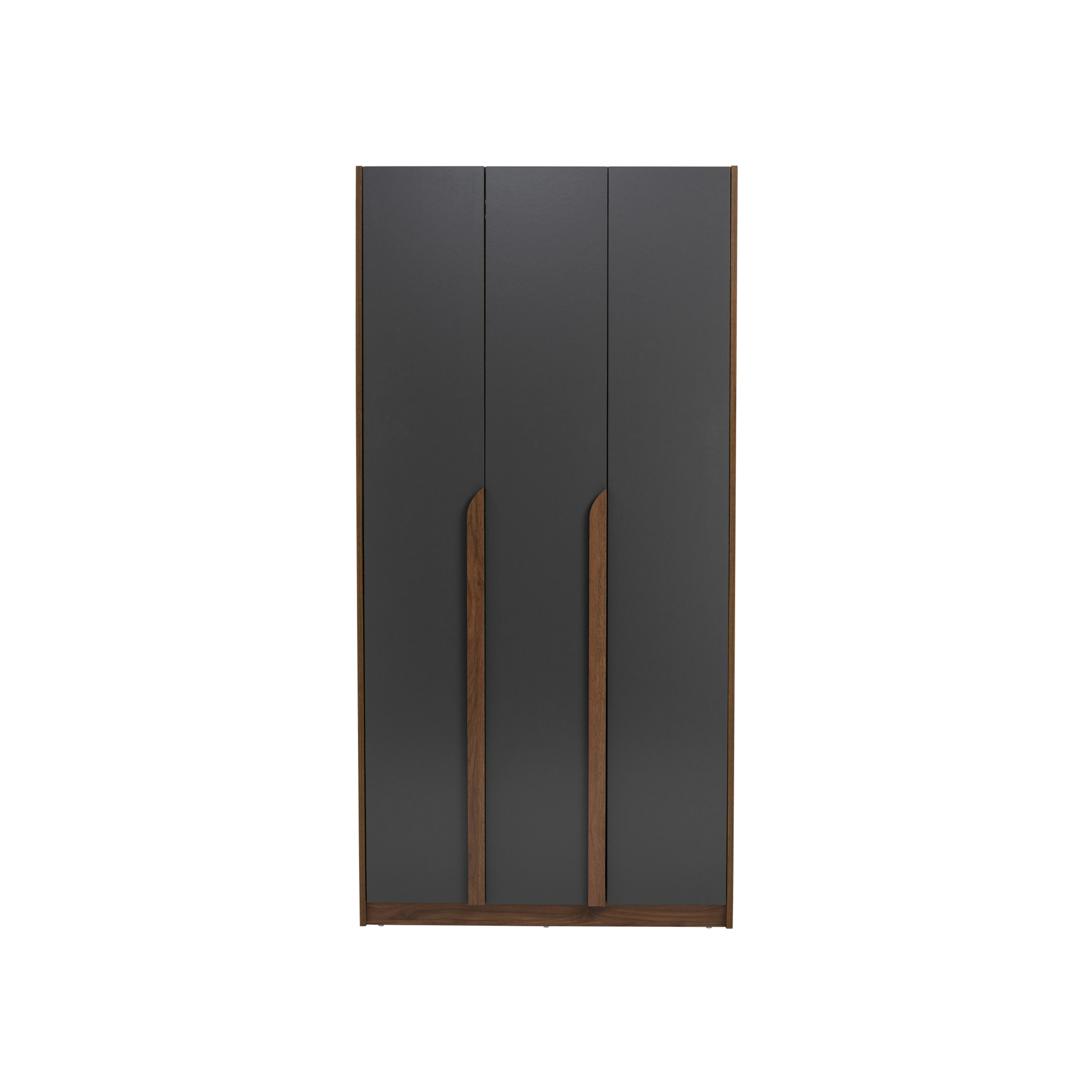 Miah 3 Door Wardrobe - Walnut, Grey, HV Basic Beds & Bedroom Storage ...